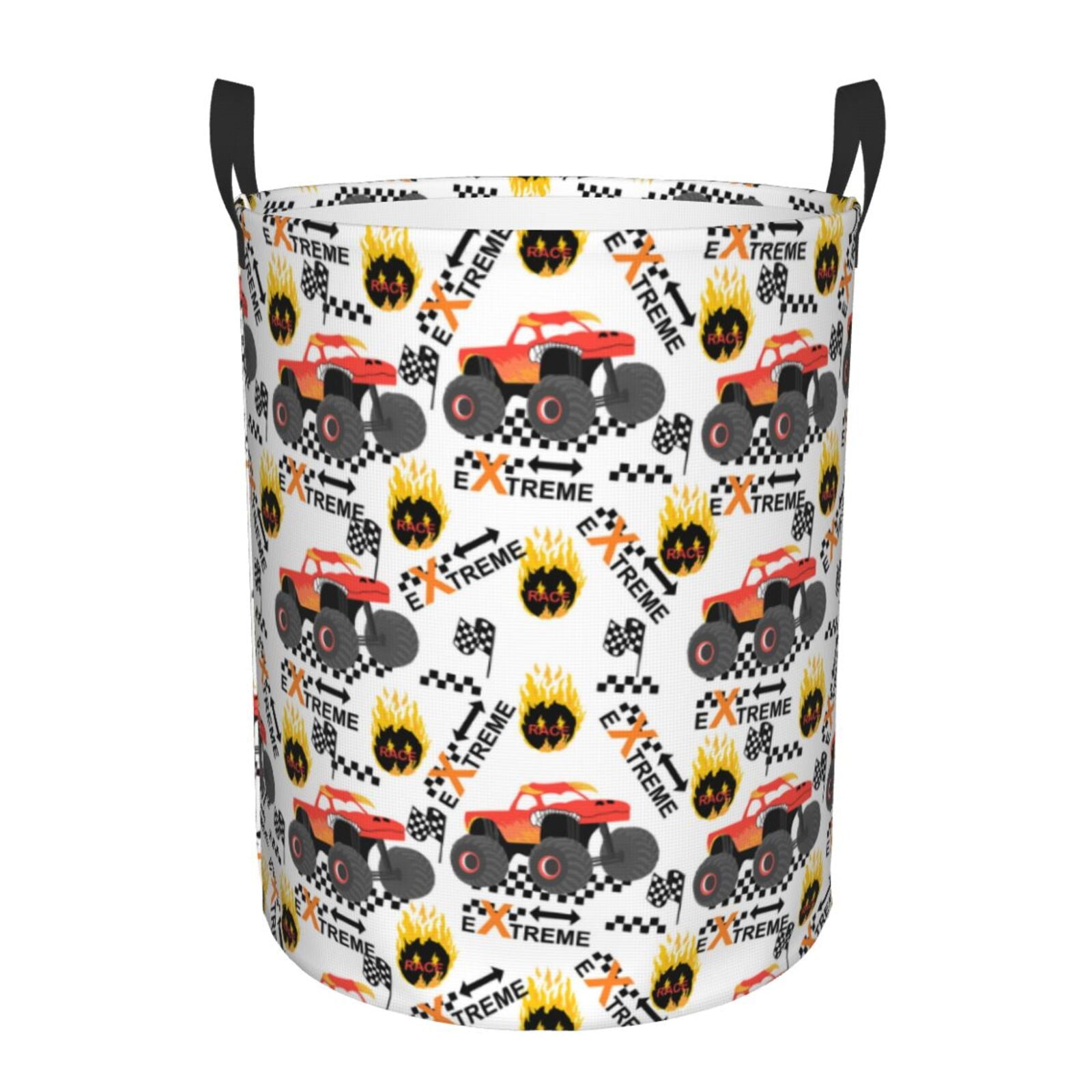 Lsque Monster truck Pattern Laundry Hamper Basket, Tall Woven Rope ...