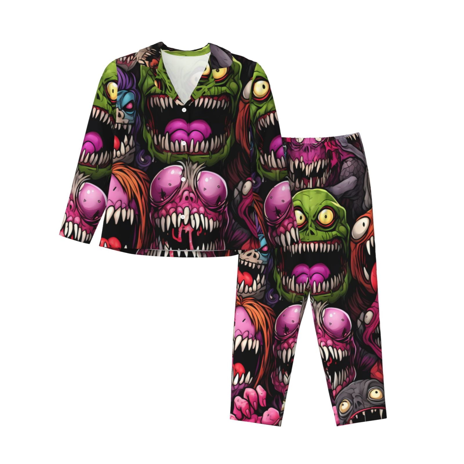 Lsque Monstrous Cartoon Characters Pattern Long Sleeve Pajama Set for ...