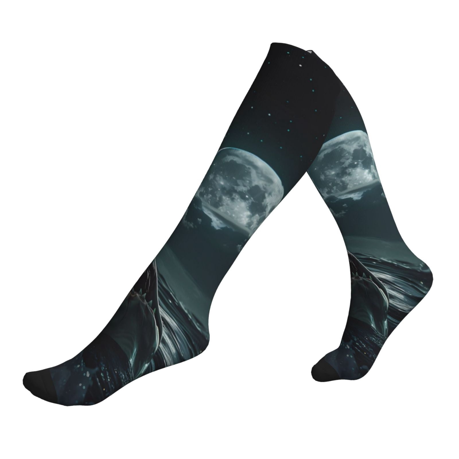 Lsque Moonlit Night Sky Shark Pattern Sport Compression Socks for Men ...