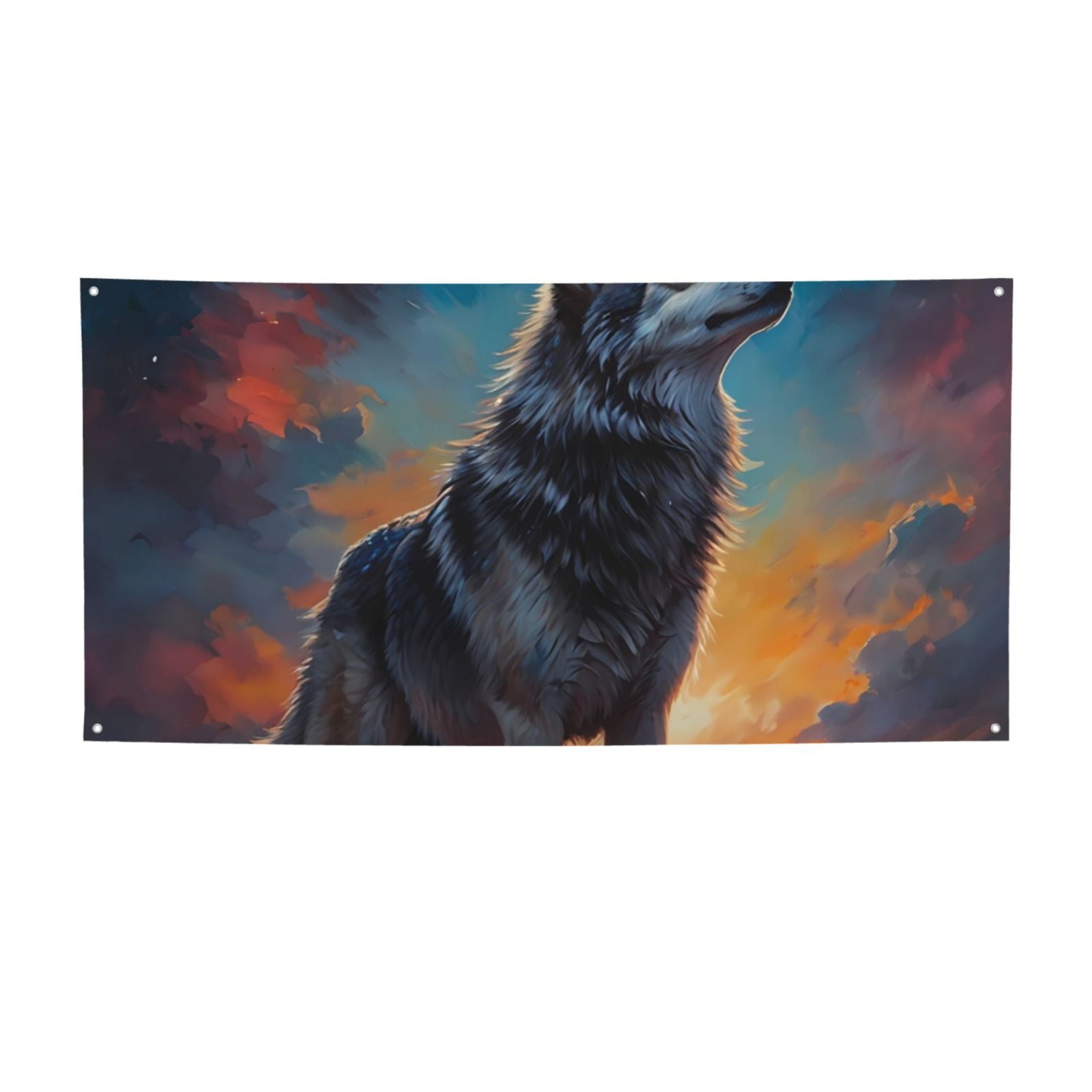 Lsque Moonlit Night Sky Wolf Pattern Party Banner, Festive Banner ...