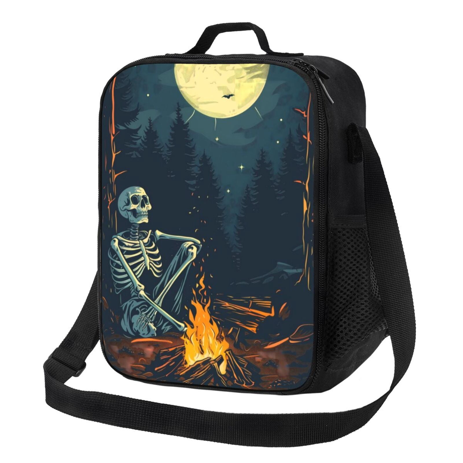 Lsque Moonlit Skeleton Campfire Lunch Bag Lunch Box for Women Men ...