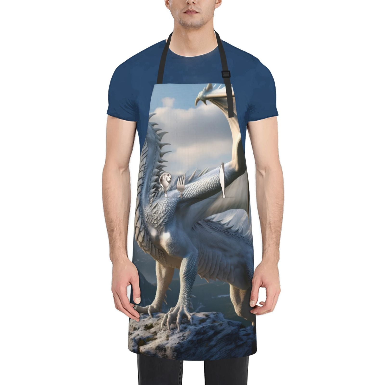 Lsque Mountain White Dragon Waterproof Apron Chef Aprons for Men Heavy ...