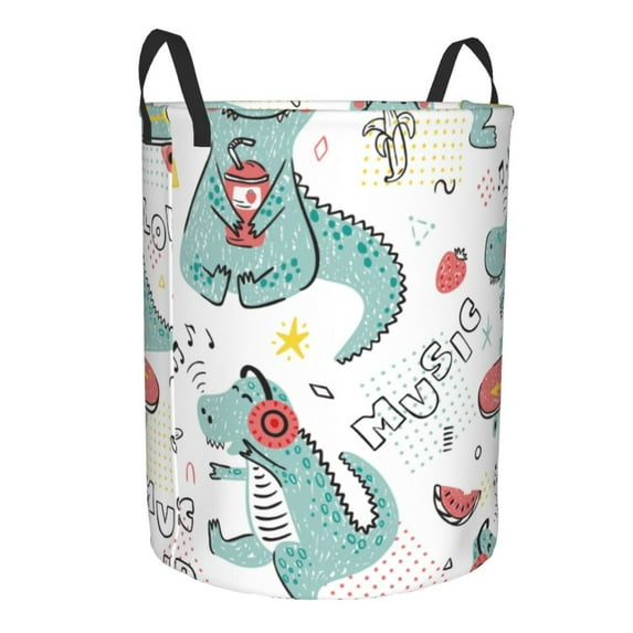 Lsque Music Lover Dinosaur pattern Laundry Hamper Basket, Tall Woven ...