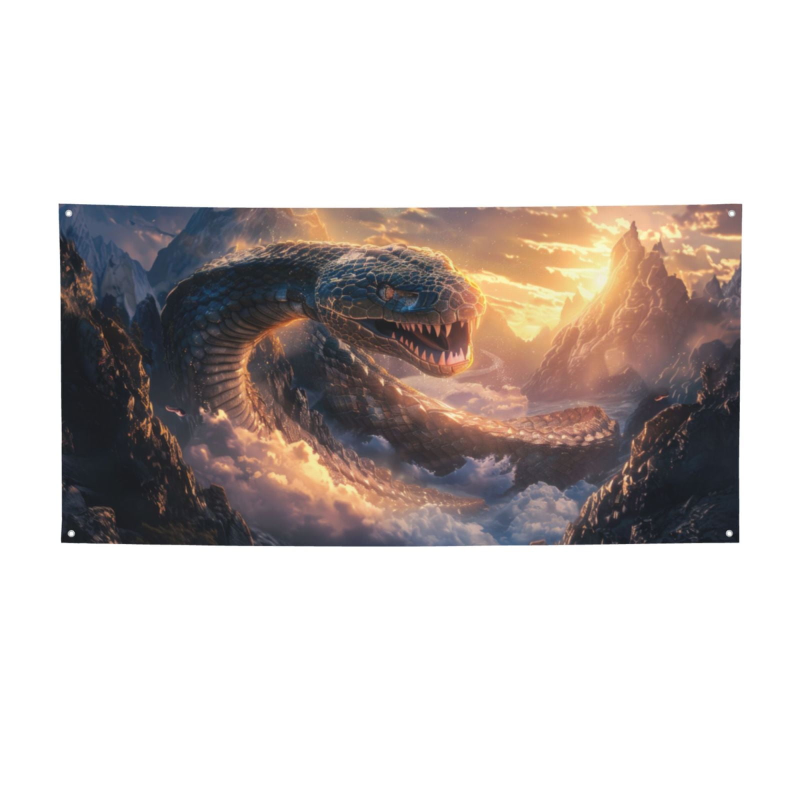 Lsque Mythical Serpent Mountain Sunrise Pattern Party Banner, Festive ...