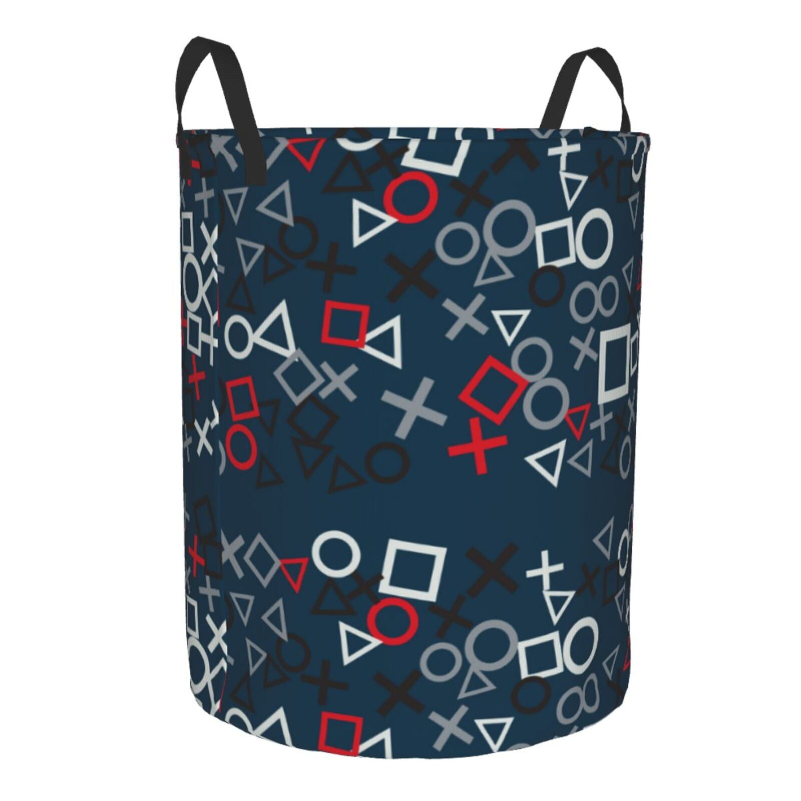 Lsque Navy Blue Geometric pattern Laundry Hamper Basket, Tall Woven ...