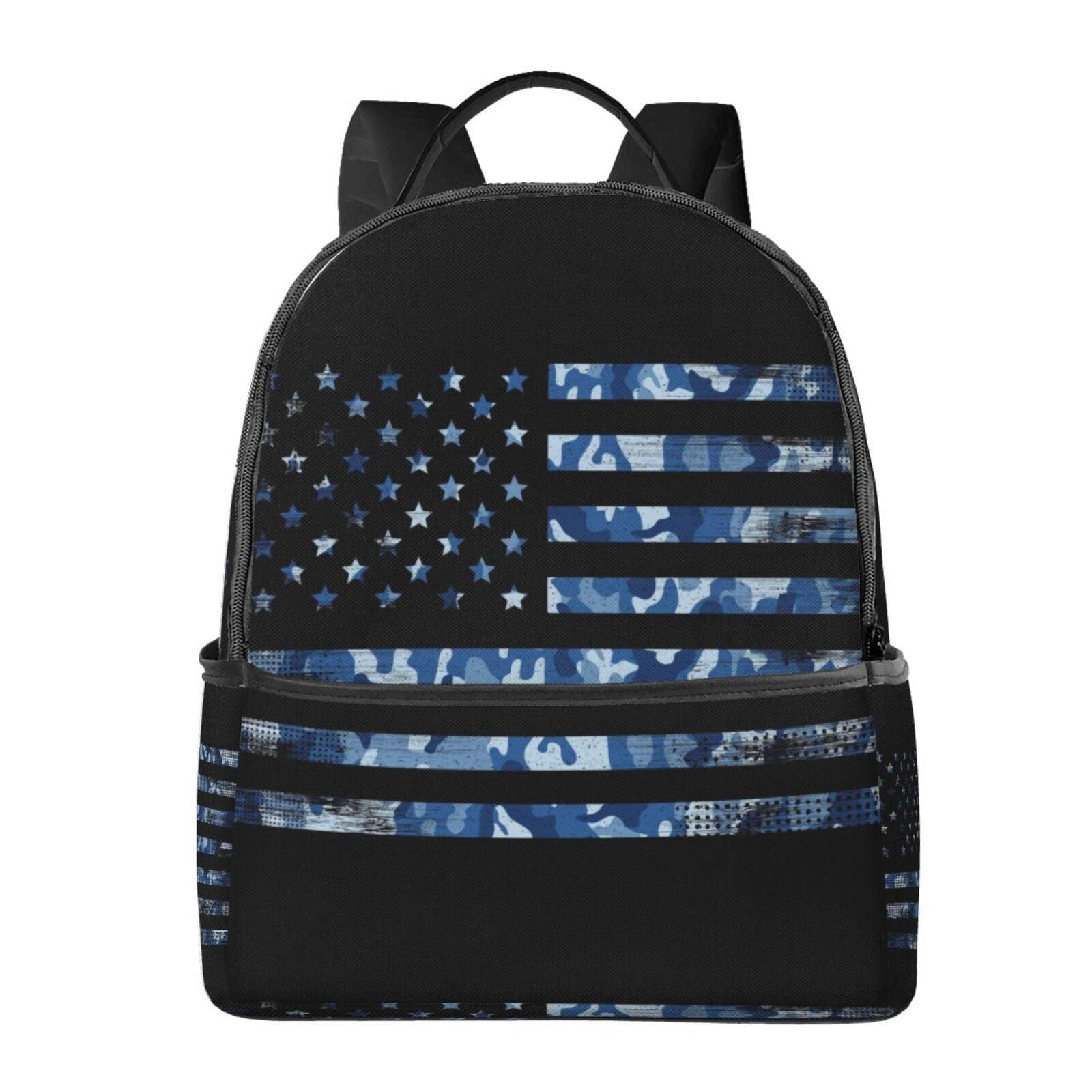 Lsque Navy Camouflage American Flag Pattern Backpack – School Travel ...