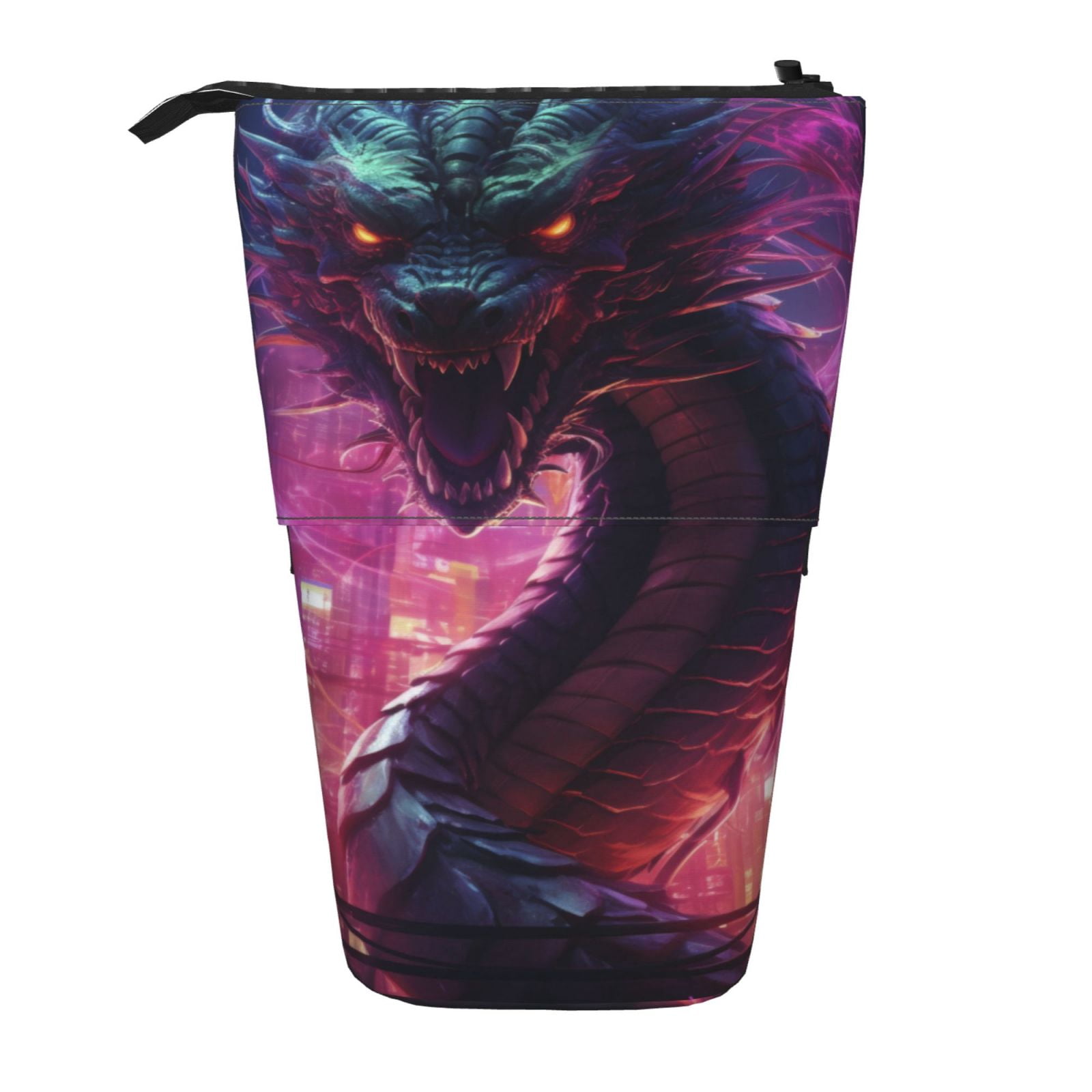 Lsque Neon Futuristic Dragon Pattern Telescopic Pencil Bag Pen Holder ...