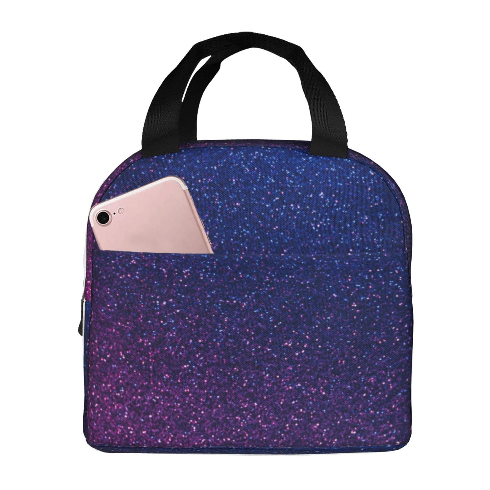 Lsque Neon Glitter Pattern Lunch Bag Women/Men Insulated Lunch Box ...