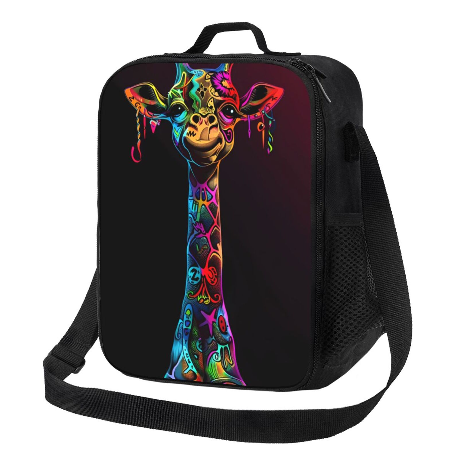 Lsque Neon Psychedelic Giraffe Lunch Bag Lunch Box for Women Men ...