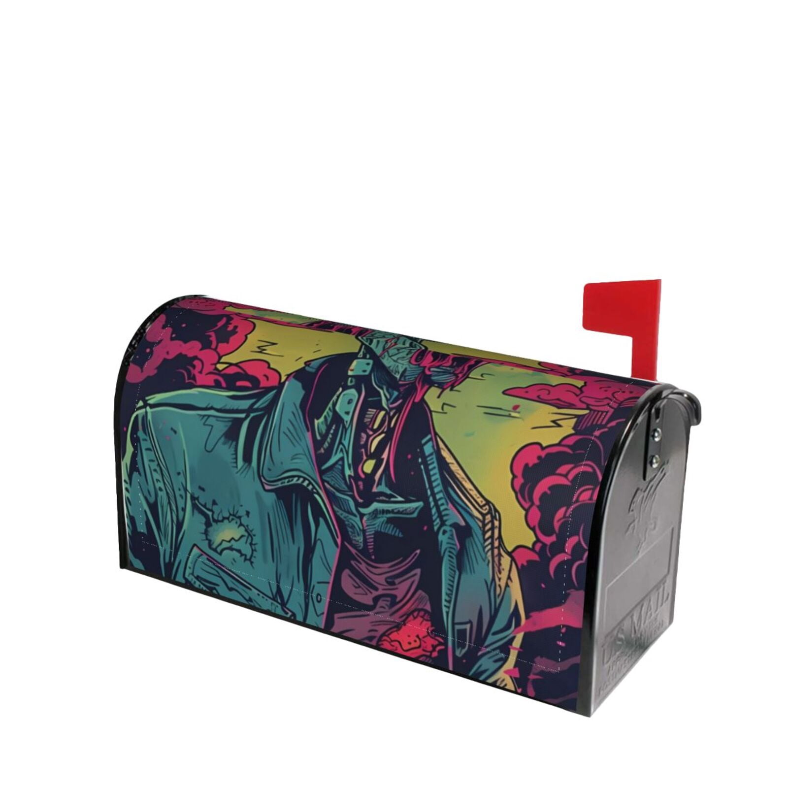 Lsque Neon Zombie Skull Mailbox Cover Standard Size ,Magnetic Mailbox ...