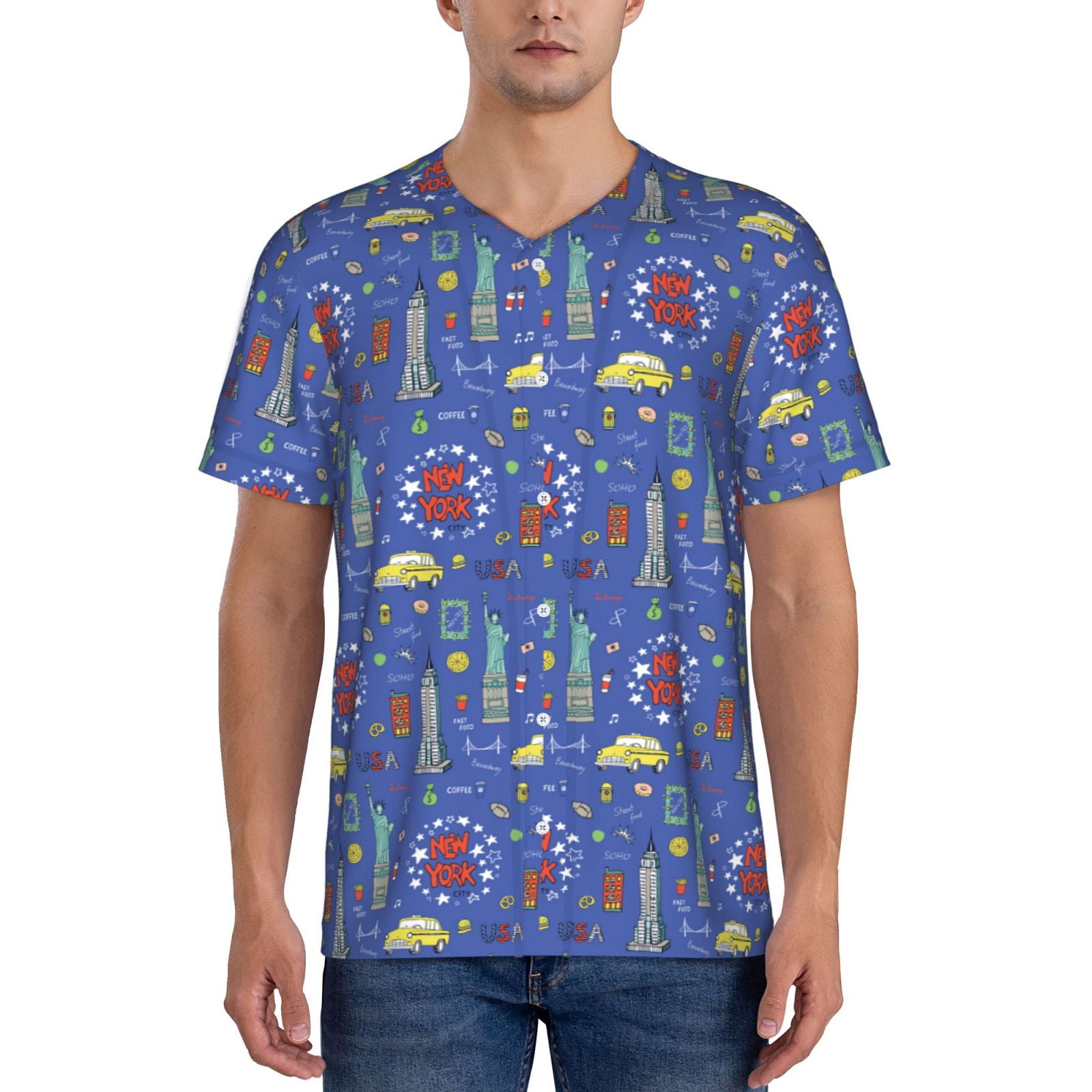 Lsque New-York City Pattern Mens Polo Golf Shirts Funny Graphics Shorts ...