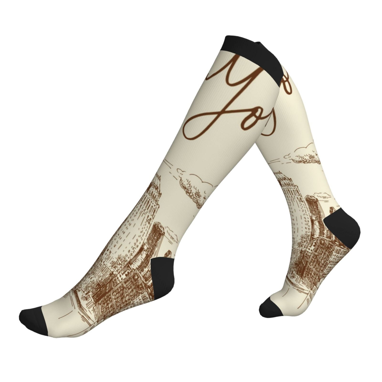 Lsque New York Pattern Sport Compression Socks for Men & Women 15-20 ...