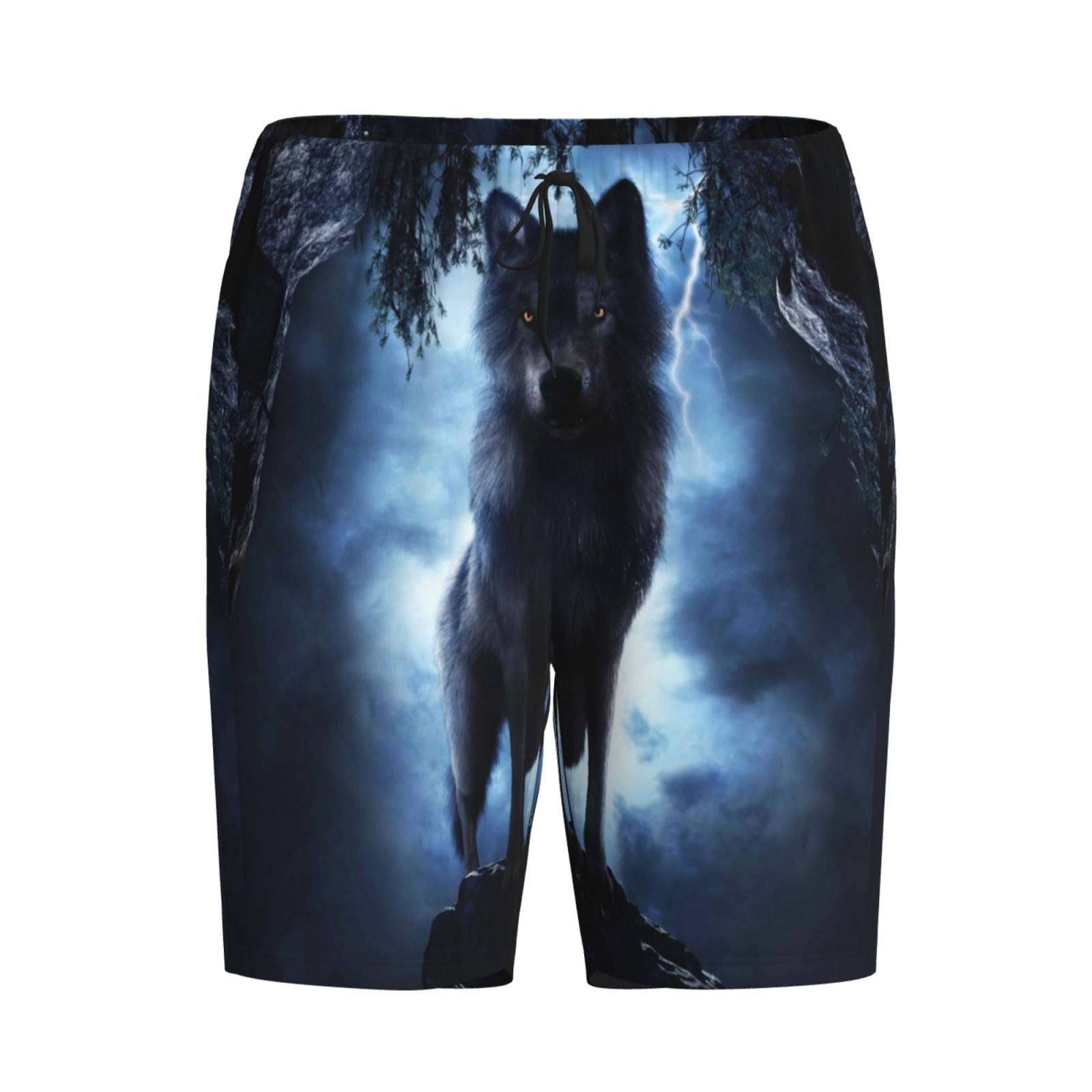 Lsque Night Scene of Wolves Mens Sleep Pajama Shorts,Short Pajama Pants ...