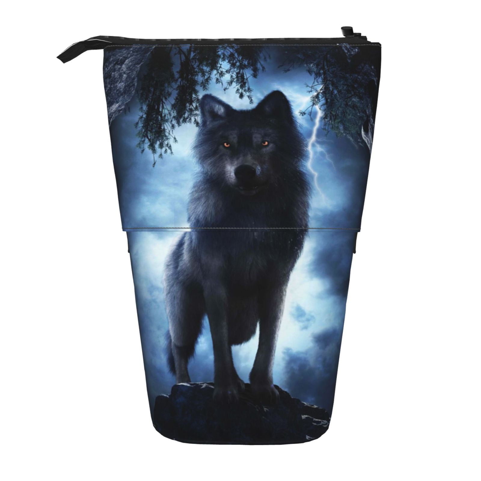 Lsque Night Scene of Wolves Pattern Telescopic Pencil Bag Pen Holder ...