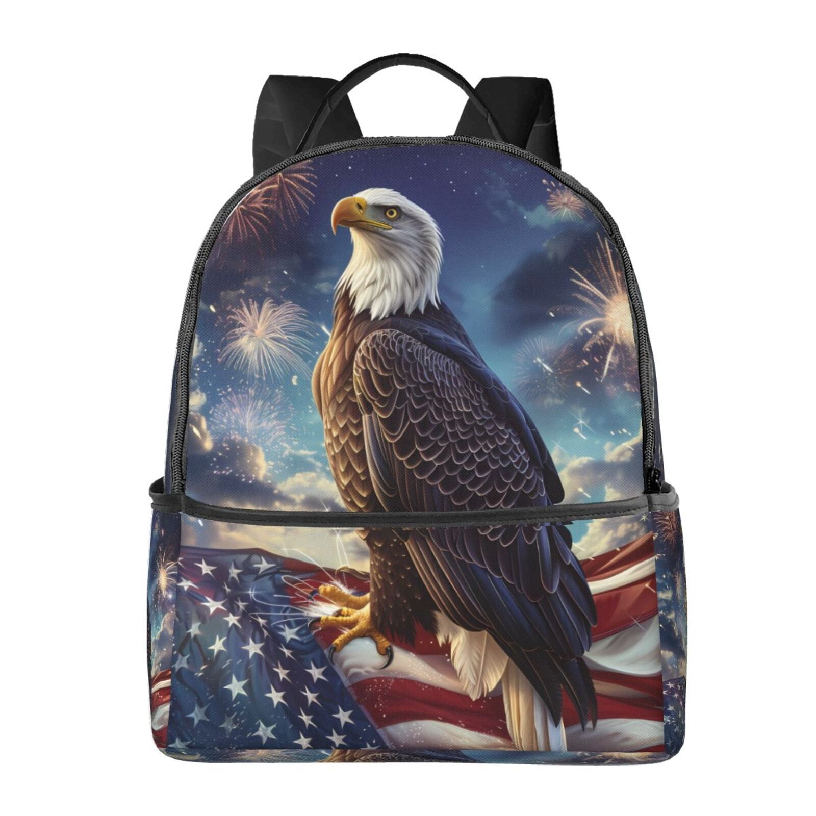 Lsque Night Sky Bald Eagle Pattern Backpack – School Travel Canvas ...