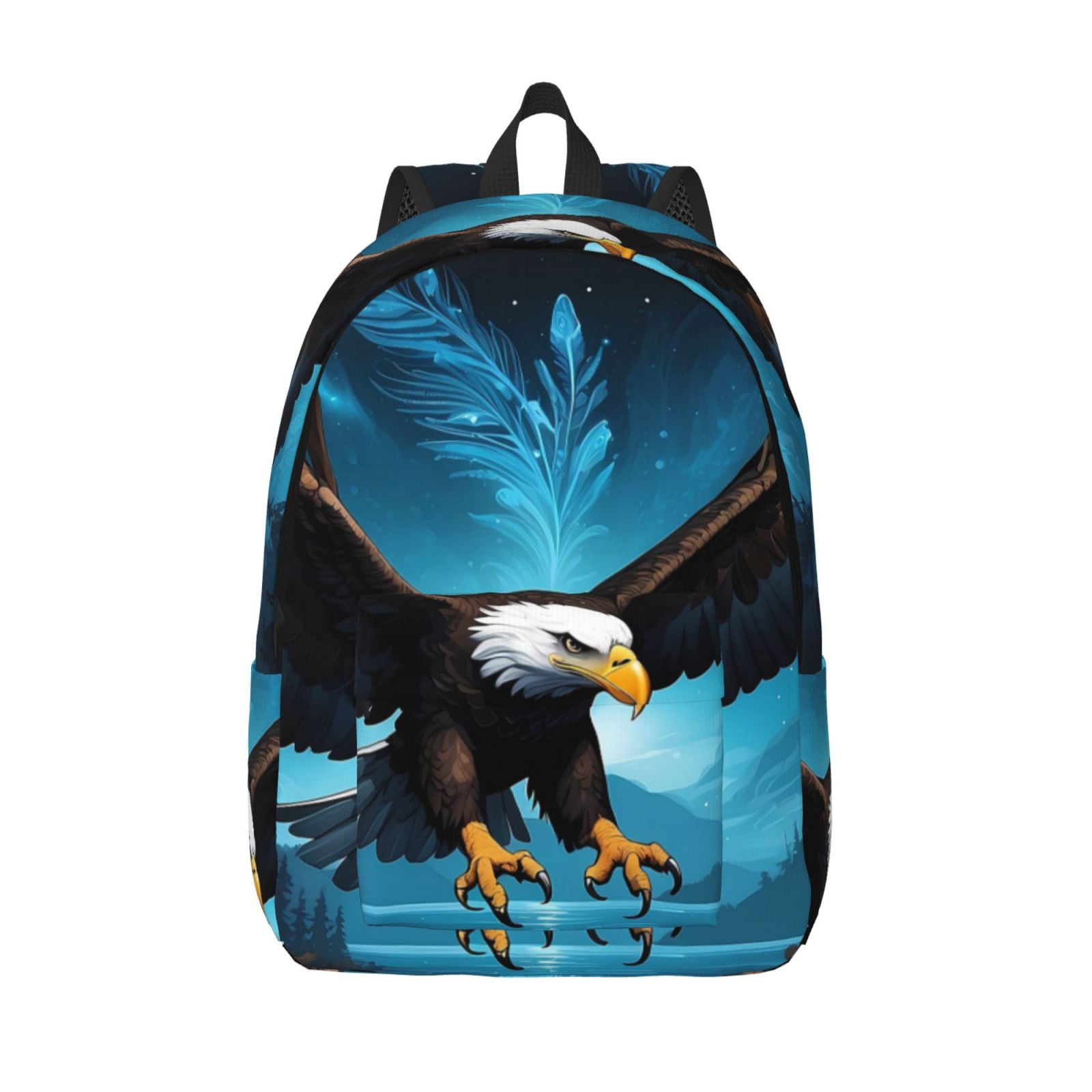 Lsque Night Sky Forest Bald Eagle Pattern Canvas Daypack, Durable ...