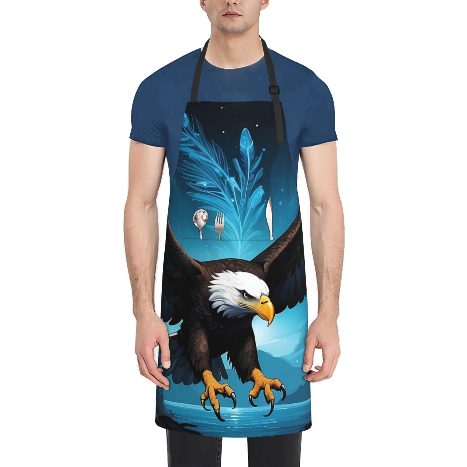 Lsque Night Sky Forest Bald Eagle Waterproof Apron Chef Aprons for Men ...