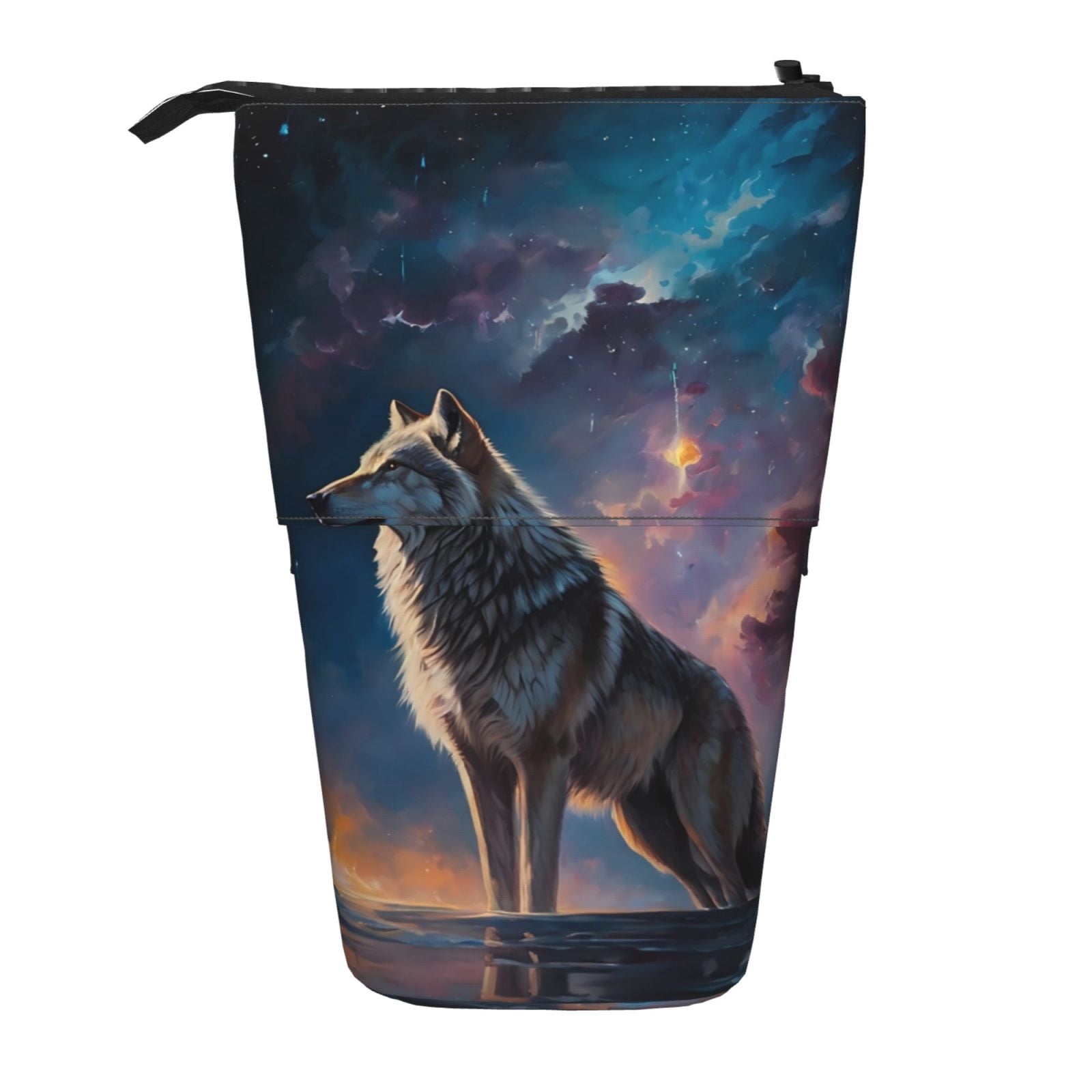 Lsque Night Sky Wolf Pattern Telescopic Pencil Bag Pen Holder ...