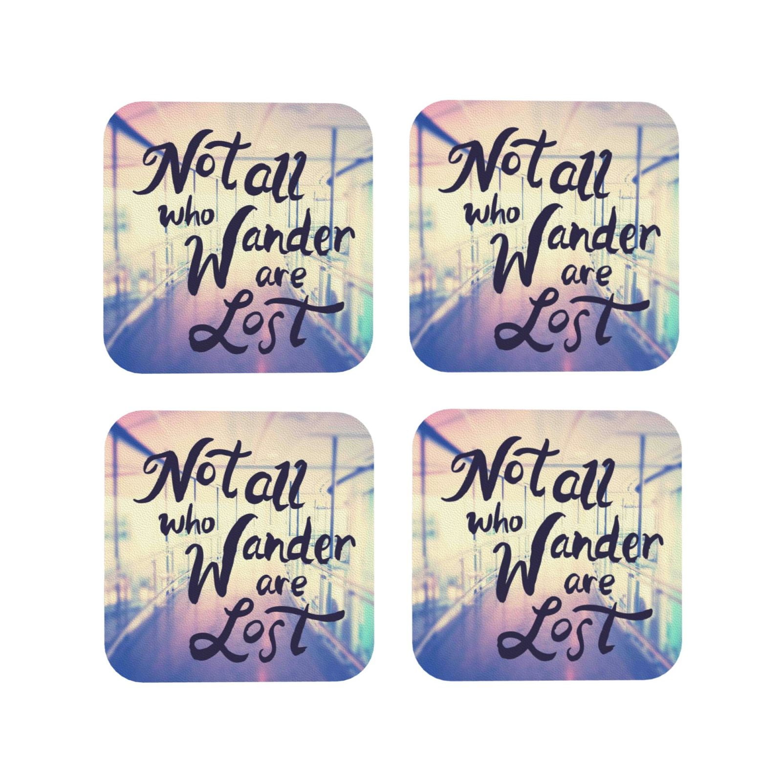 Lsque Not All Those Who Wander Are Lost Pattern 4" Drink Coasters Set ...