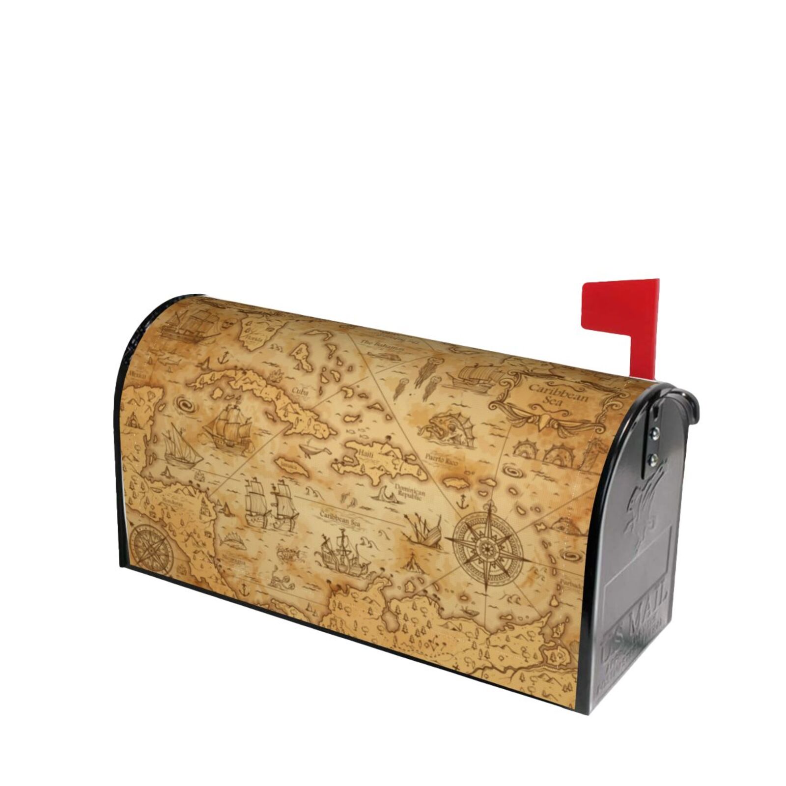 Lsque Old Vintage Map Of Sea Mailbox Cover Standard Size ,Magnetic ...