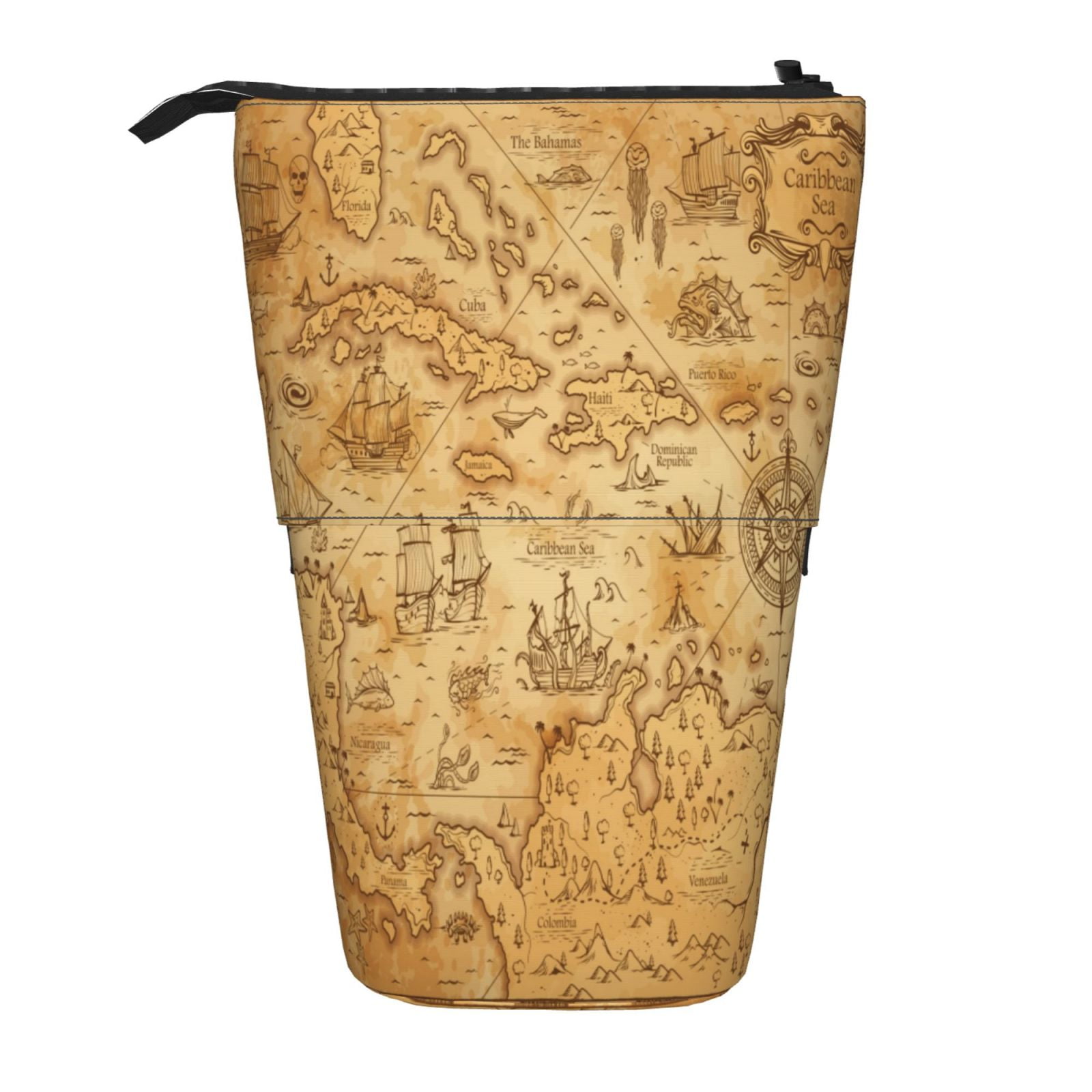 Lsque Old Vintage Map Of Sea Pattern Telescopic Pencil Bag Pen Holder ...