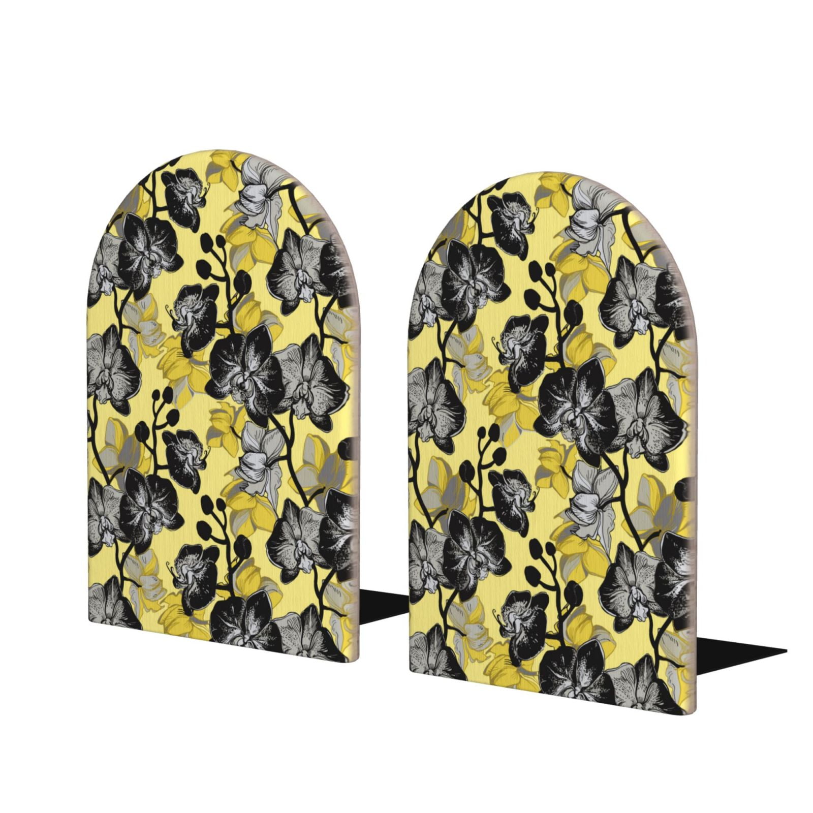 Lsque Orchids Flowers Printed Wood Bookends,Non-Skid Bookend for ...