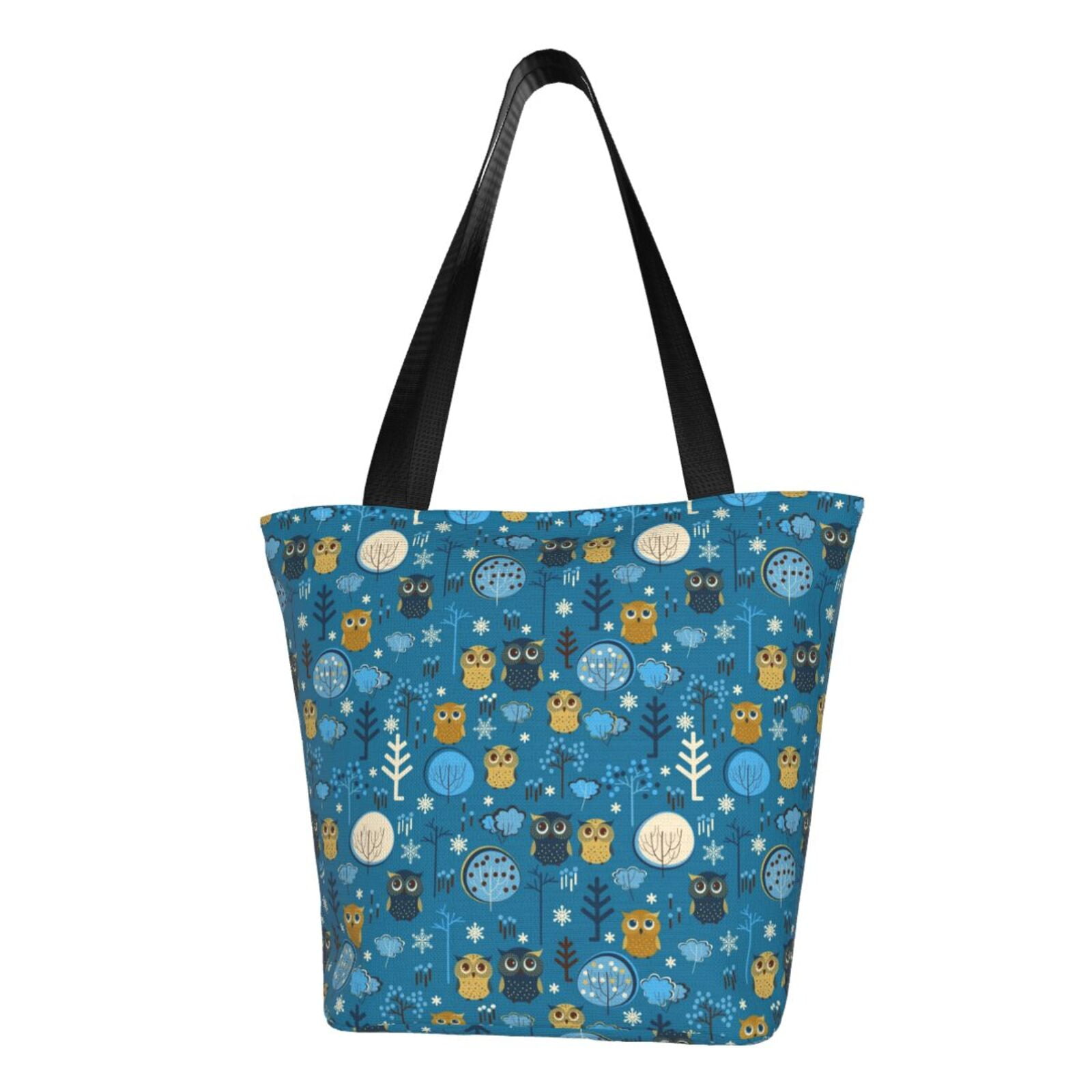 Lsque Owls And Trees Pattern Beach Tote,Shoulder Handbag,Spacious Tote ...