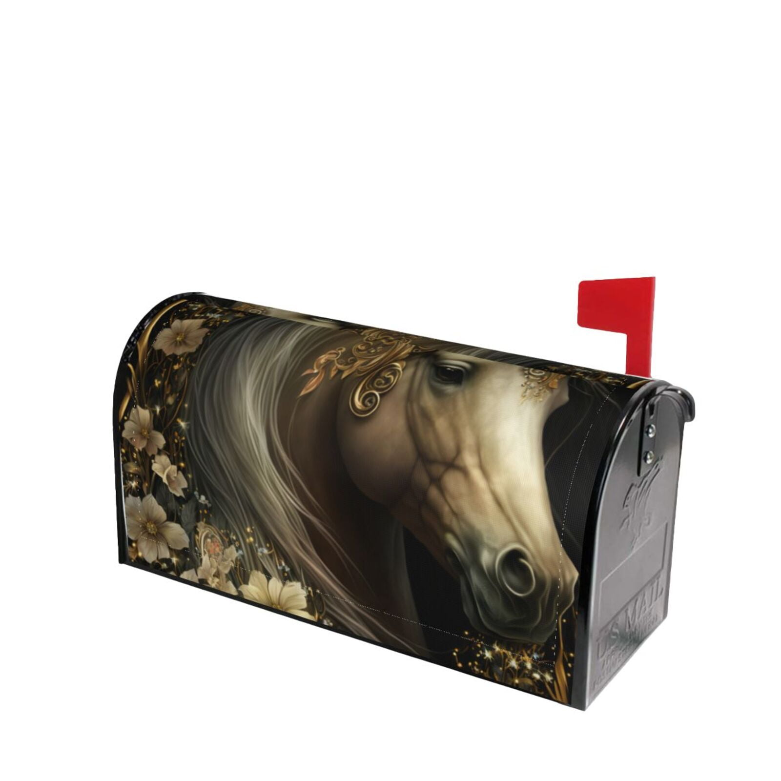 Lsque Palatial Gold Pattern Horse Mailbox Cover Standard Size ,Magnetic ...