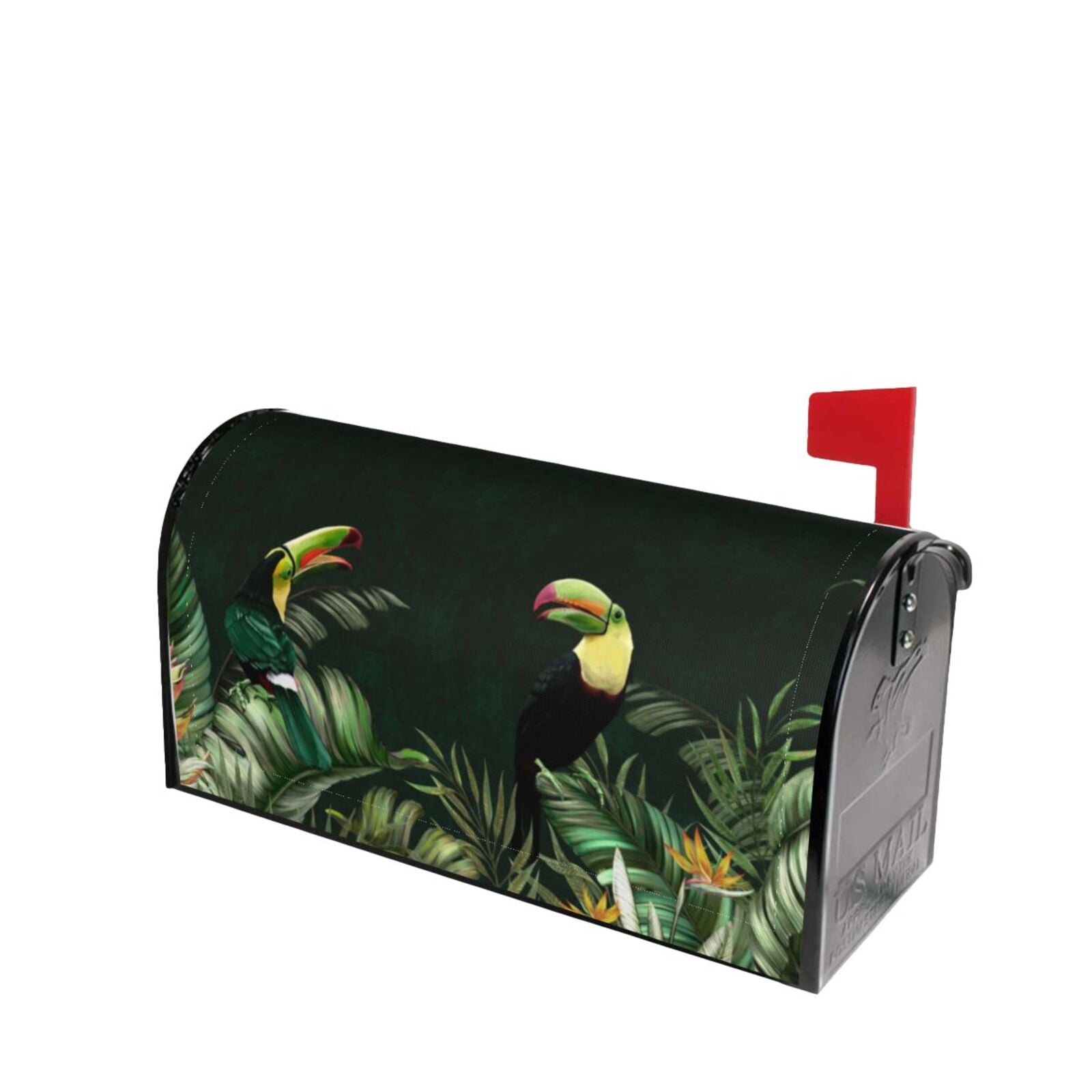 Lsque Palm Leaves And Exotic Birds Mailbox Cover Standard Size ...