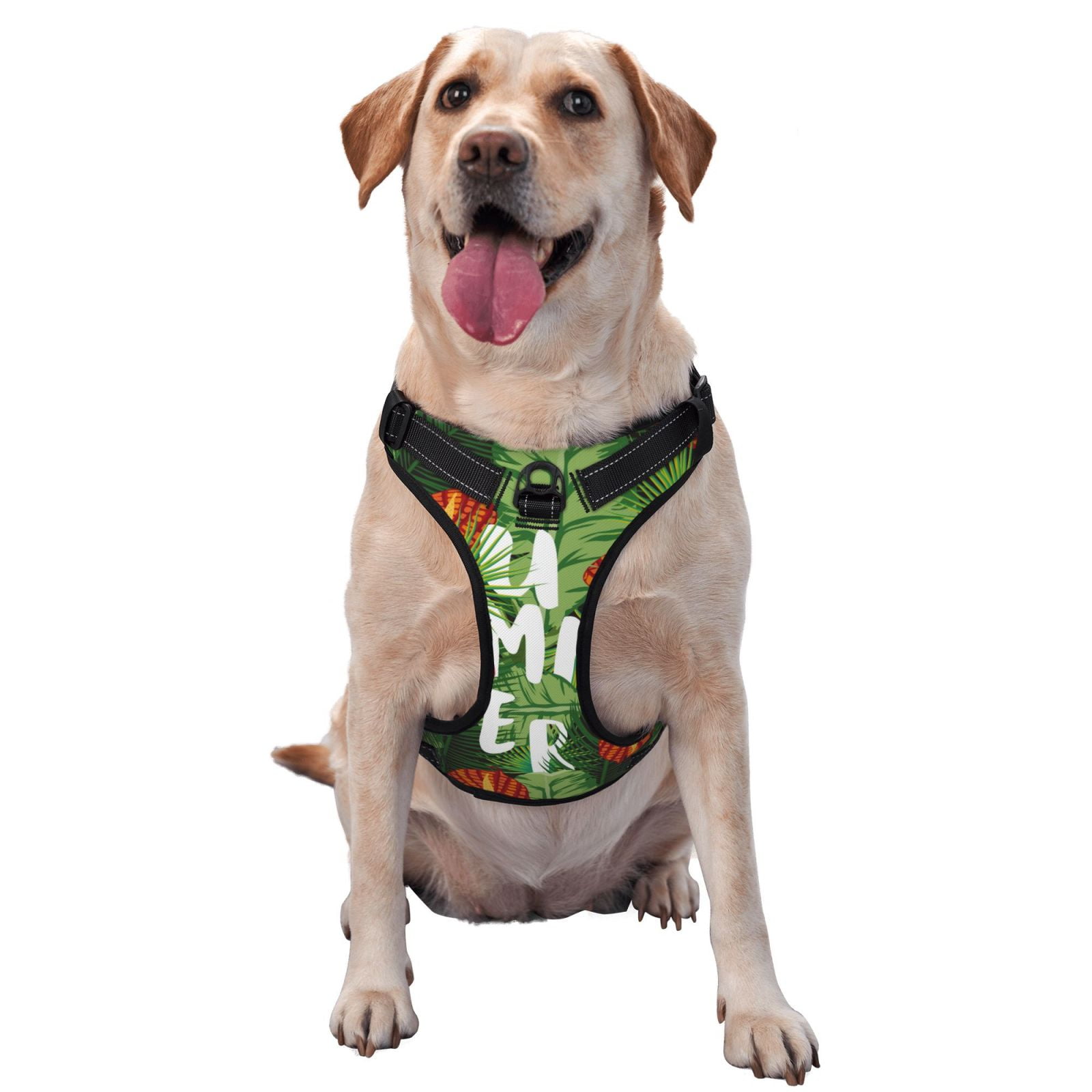 Lsque Palm Leaves And Tropical Flowers Dog Harness, No-Pull Pet Harness ...