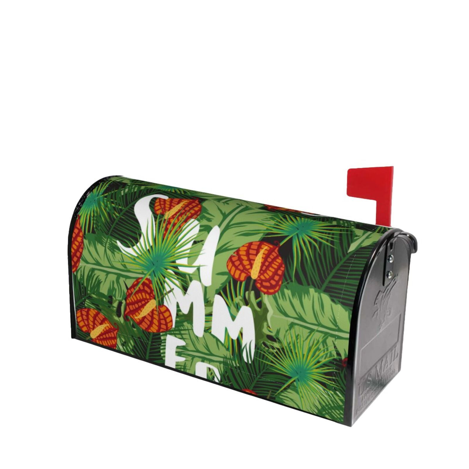 Lsque Palm Leaves And Tropical Flowers Mailbox Cover Standard Size ...