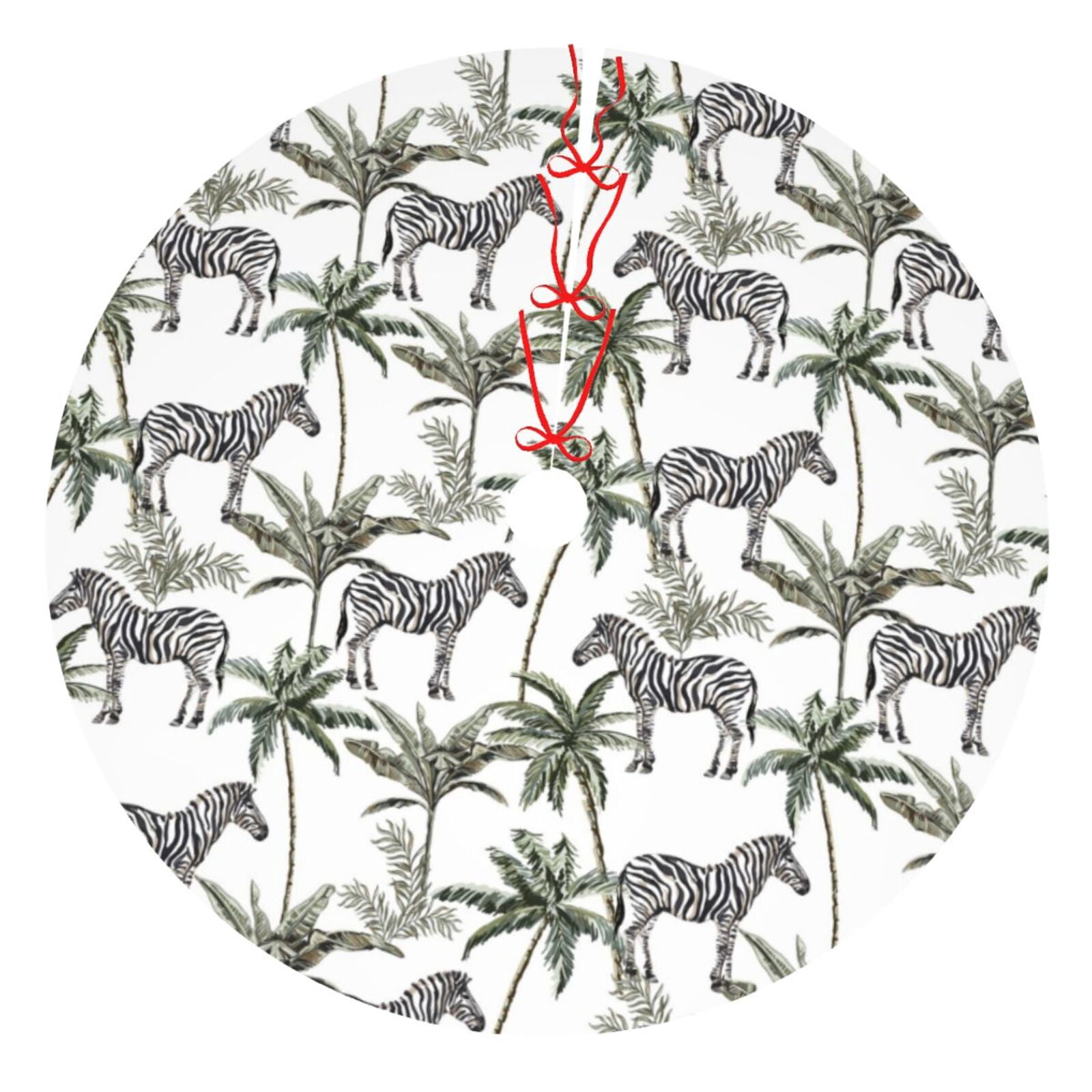 Lsque Palm Trees Zebra Print Christmas Tree Skirt, Tree Skirt with Ties ...