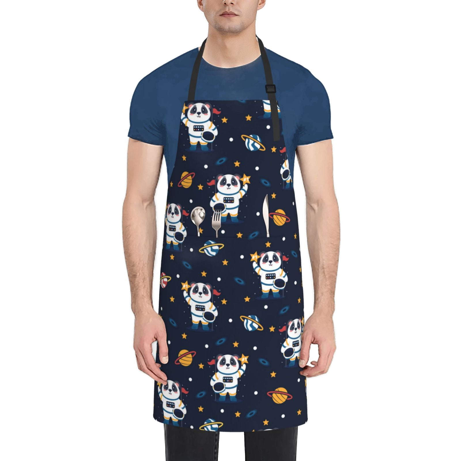 Lsque Panda Astronaut Waterproof Apron Chef Aprons for Men Heavy Duty ...