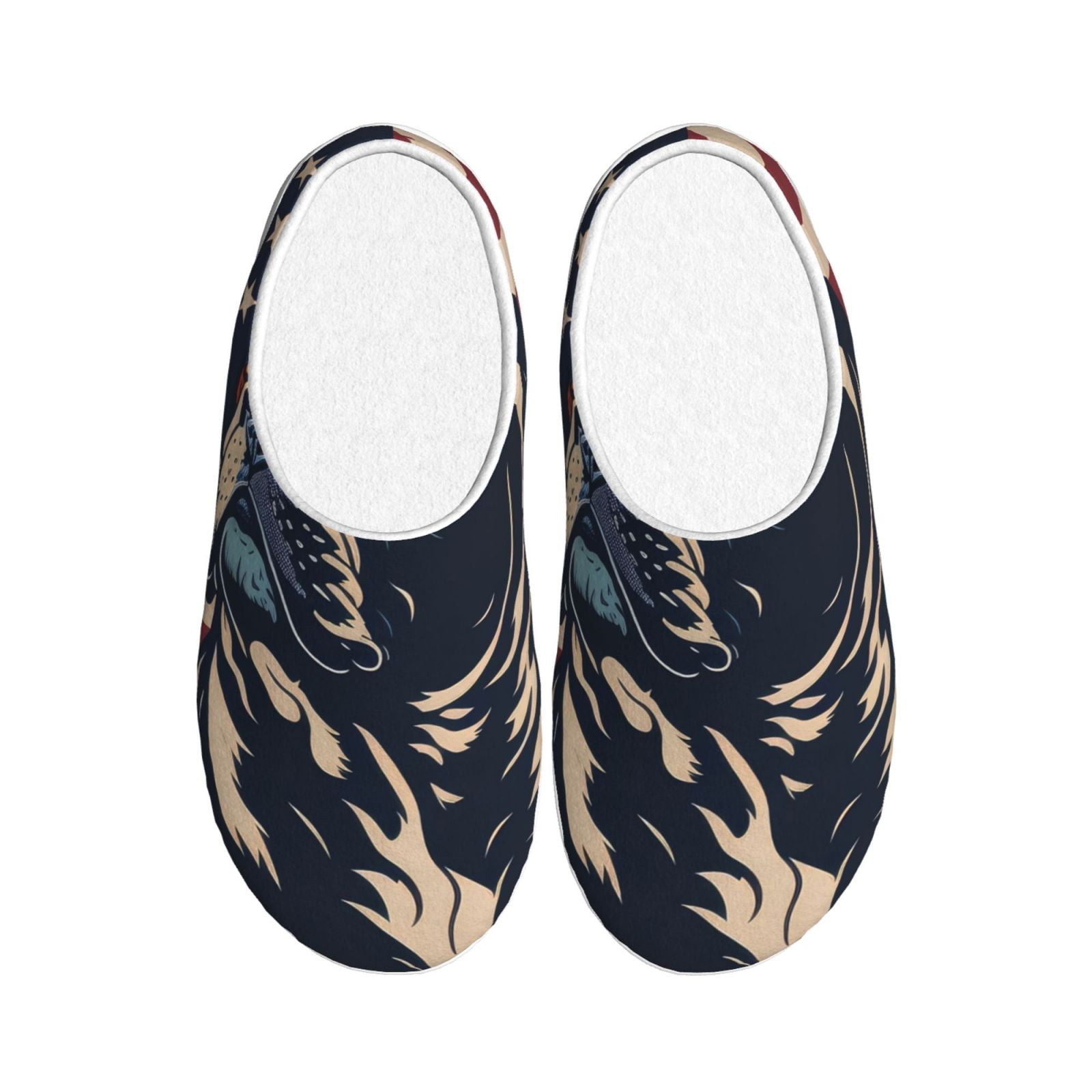 Lsque Patriotic Bulldog Art Pattern Womens Comfort Cotton on Scuff With ...