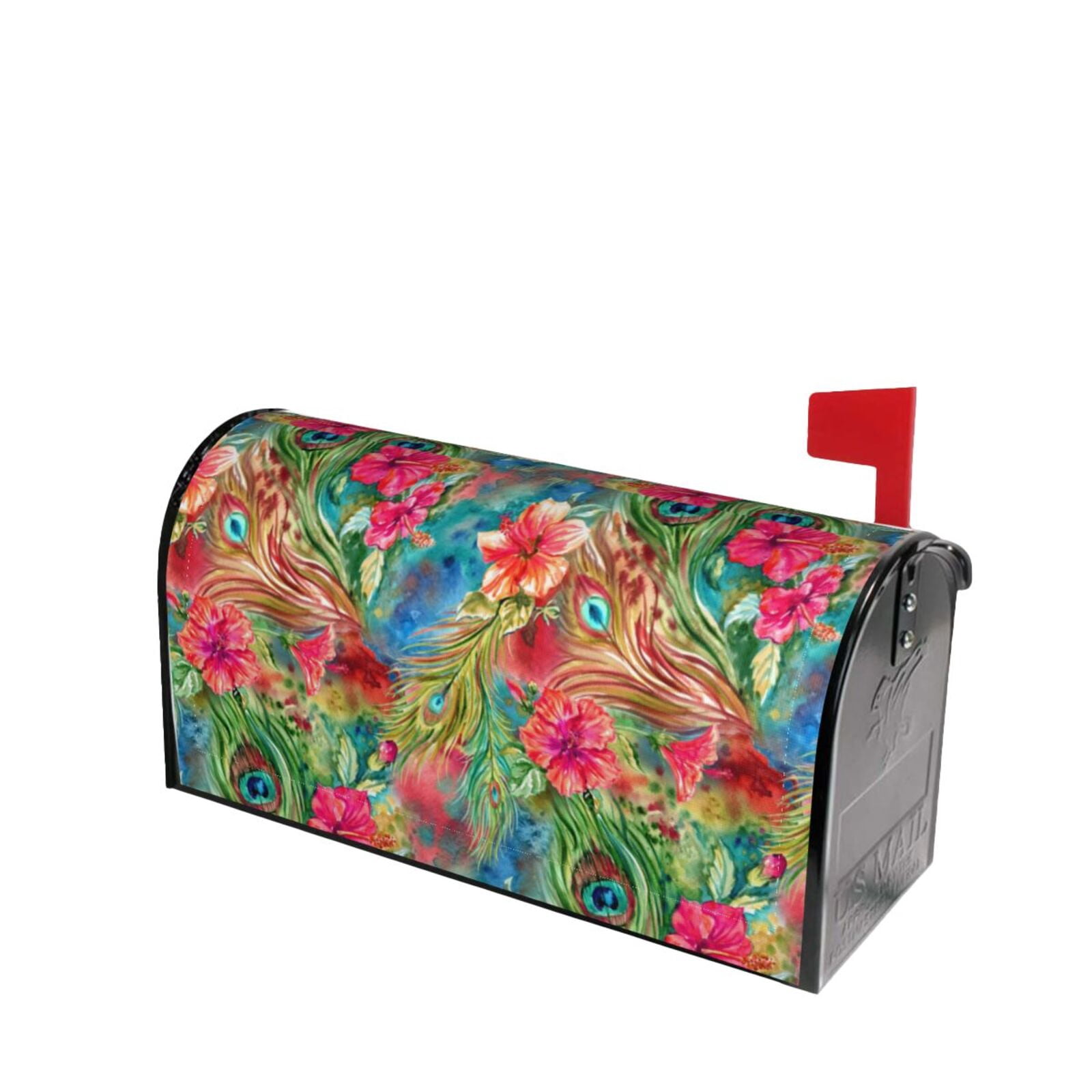 Lsque Peacock Feathers And Flowers Mailbox Cover Standard Size ...