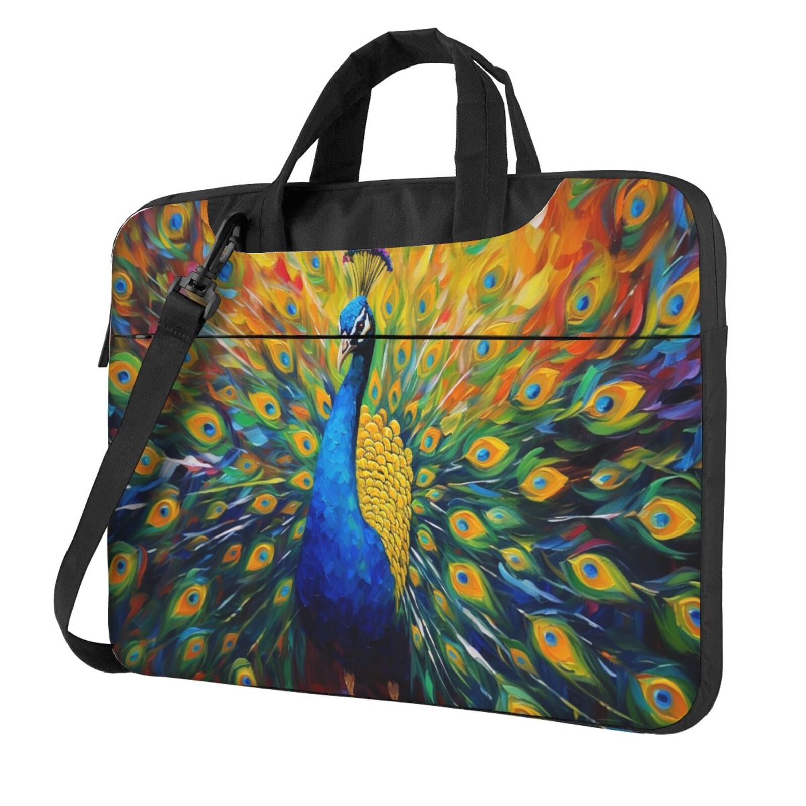Lsque Peacocks Pattern Laptop Bag – Portable & Slim Single-Shoulder ...