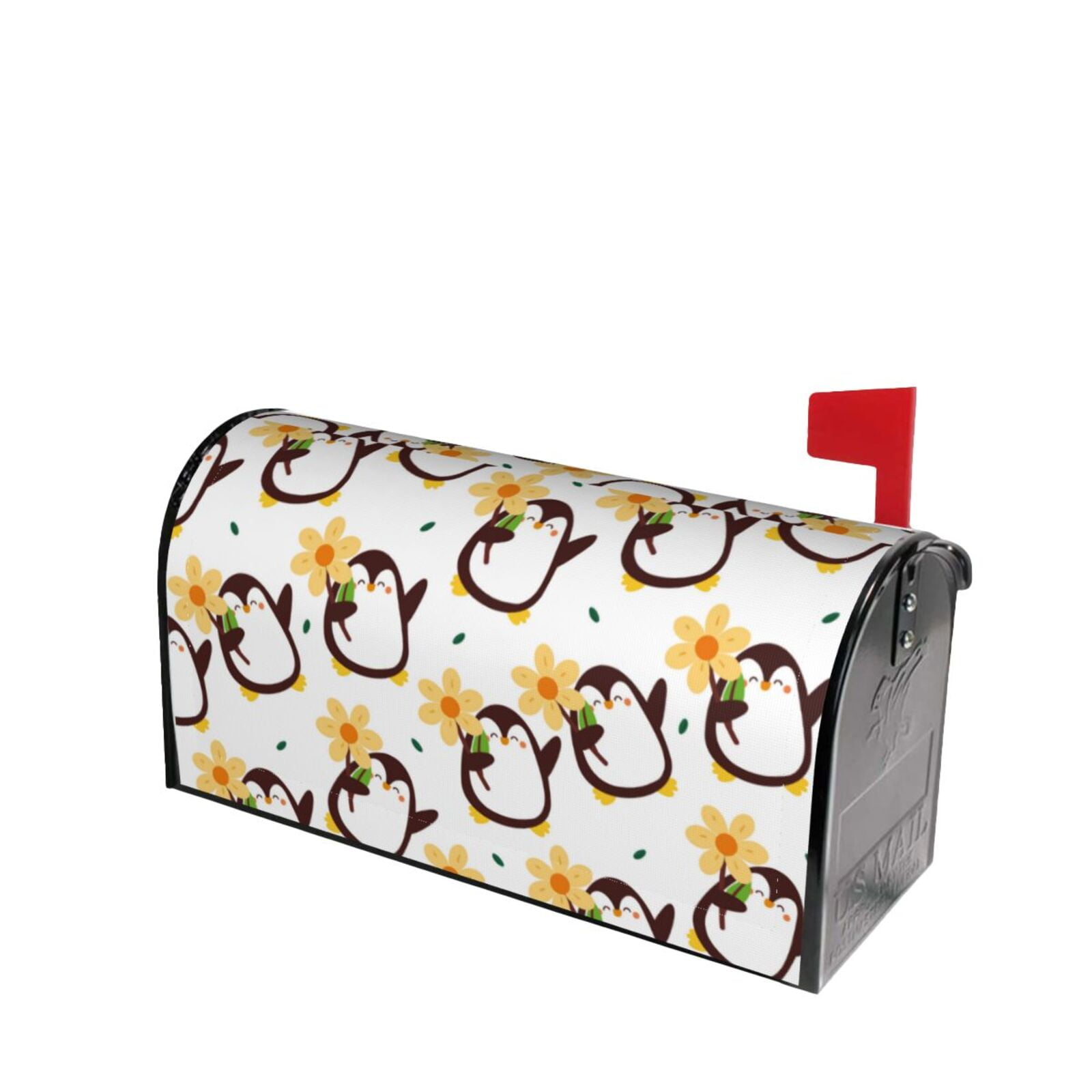 Lsque Penguin With Flowers Mailbox Cover Standard Size ,Magnetic ...