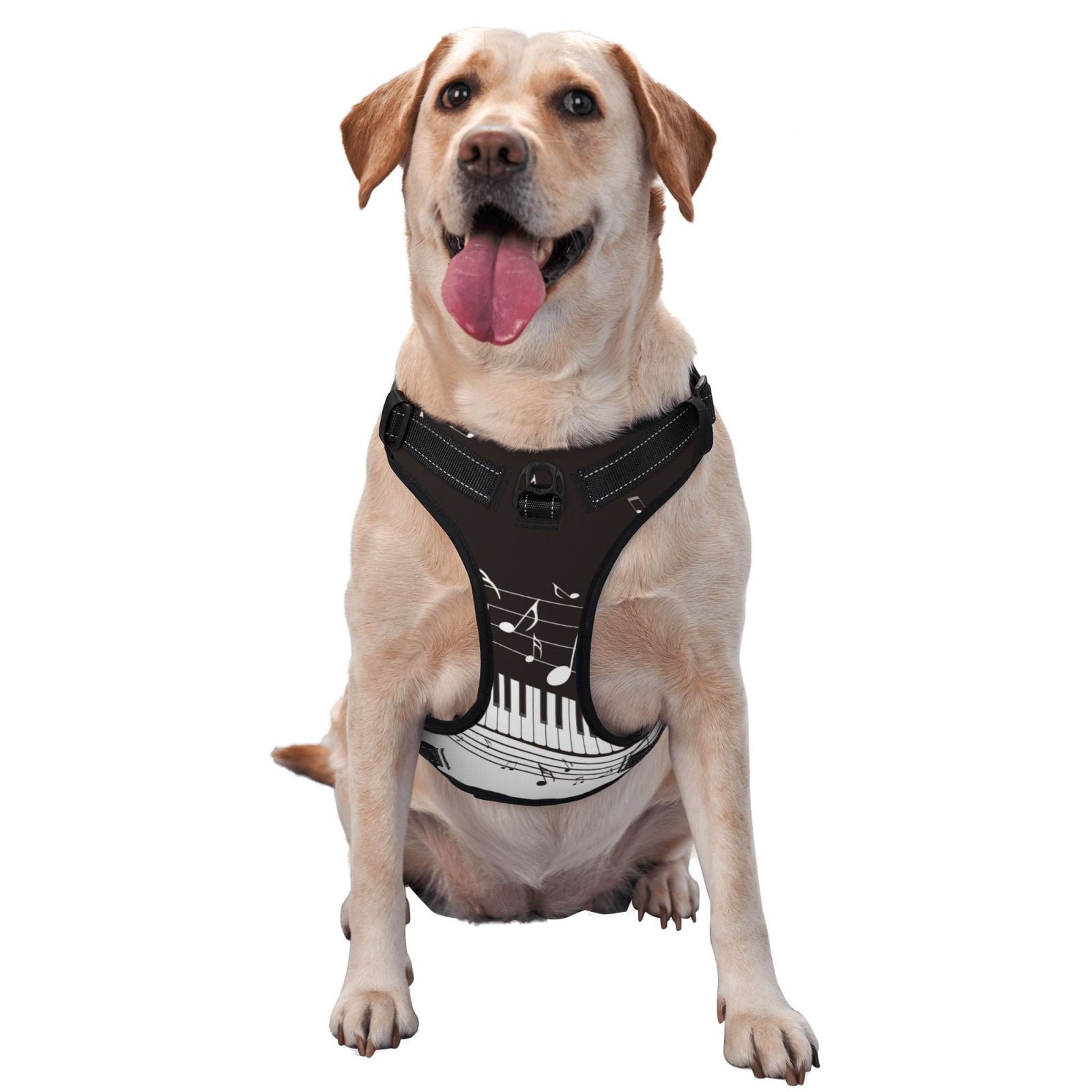 Lsque Piano Keys With Musical Notes Dog Harness, No-Pull Pet Harness ...
