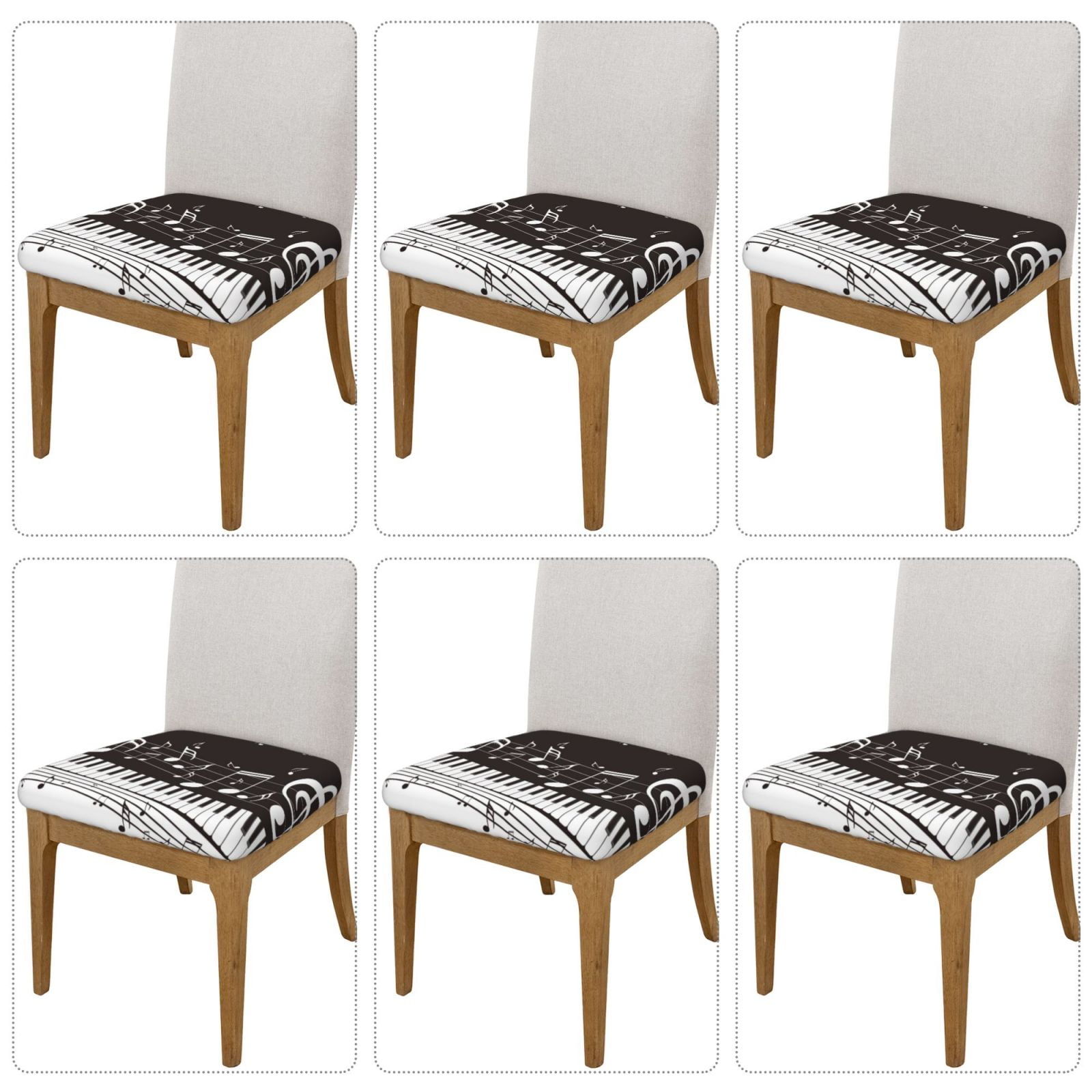 Lsque Piano Keys With Musical Notes Printed Square Couch Cushion Covers ...