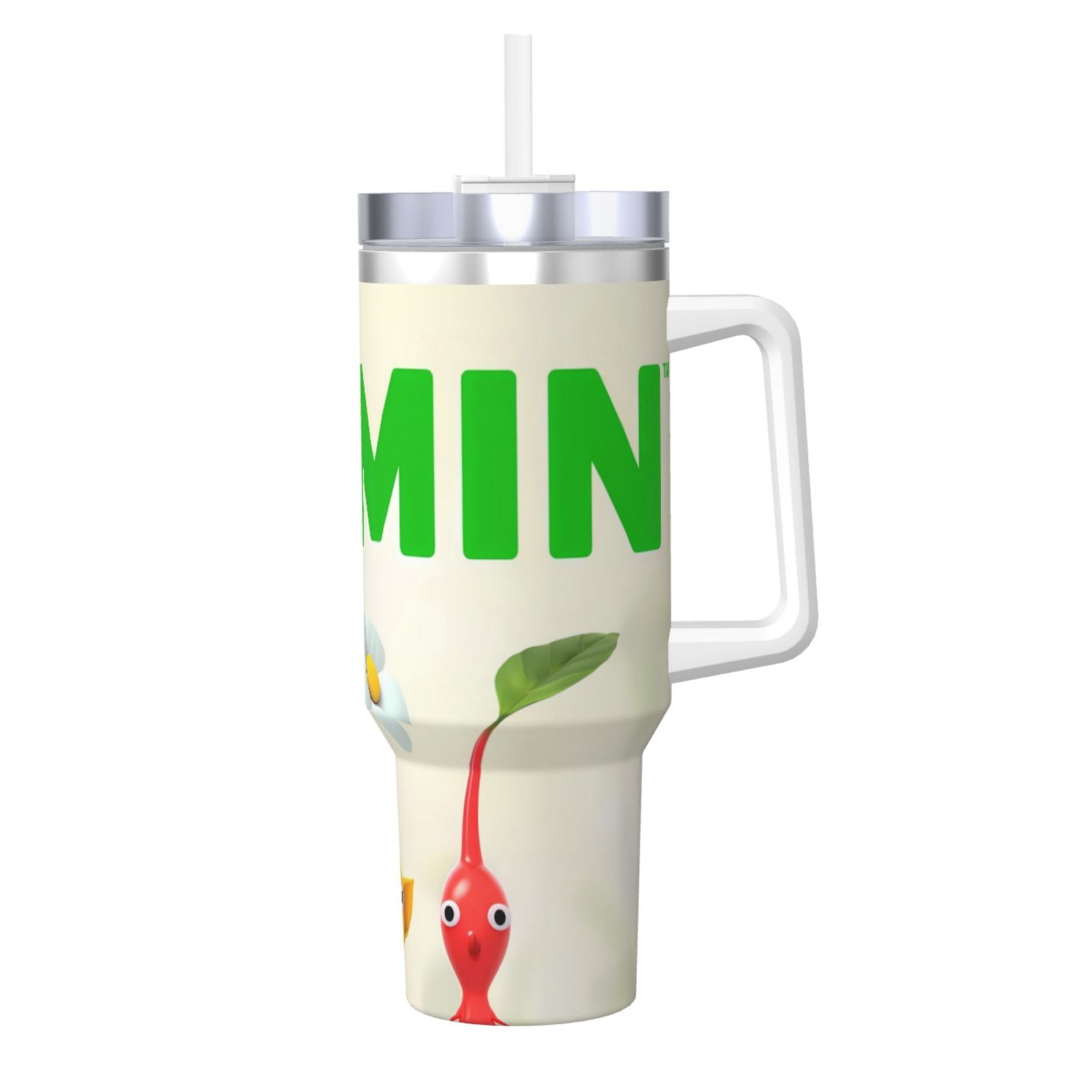 Lsque Pikmin Pattern 40 OZ Ice Bully Cup with Handle and Straw, Double ...