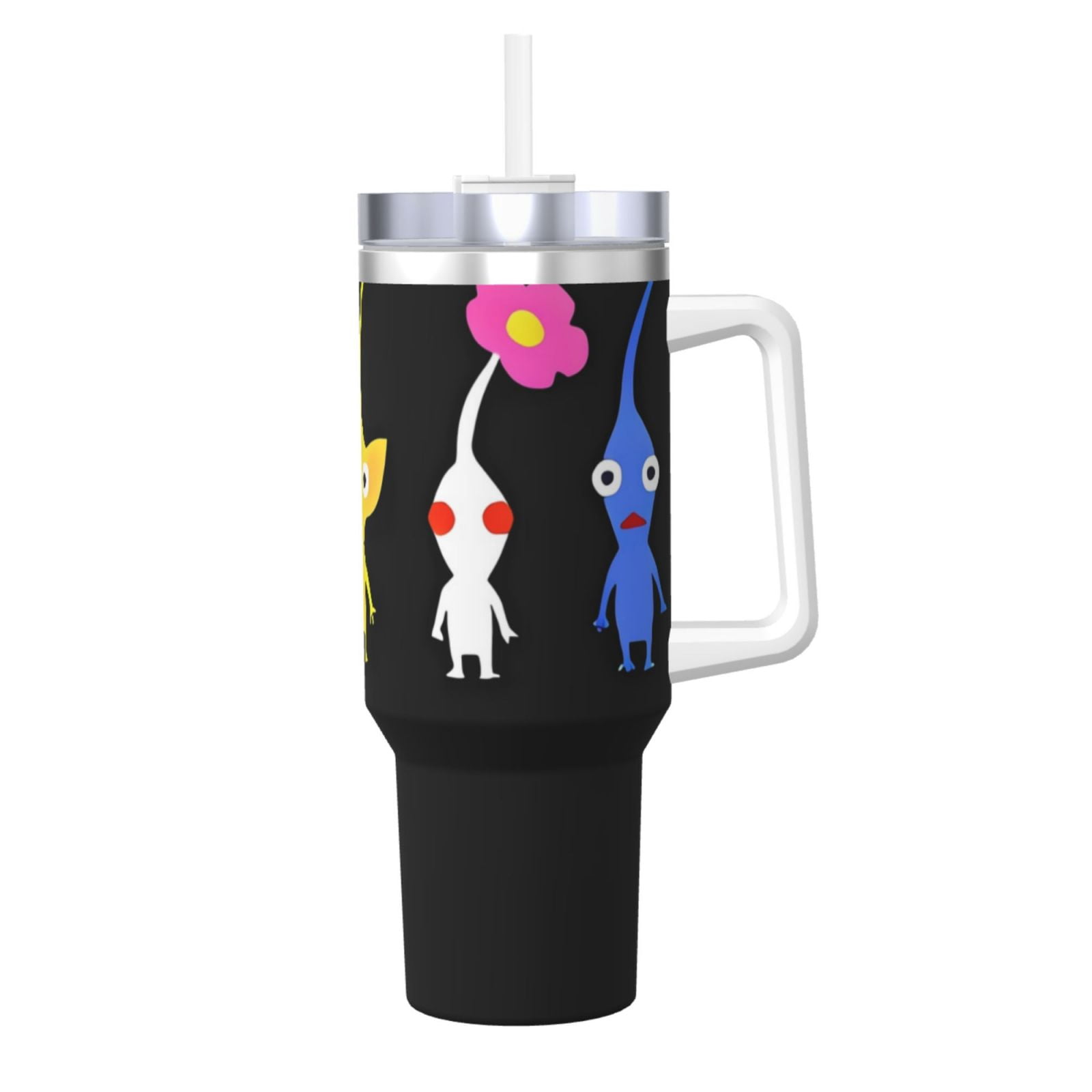 Lsque Pikmin Pattern 40 OZ Ice Bully Cup with Handle and Straw, Double ...