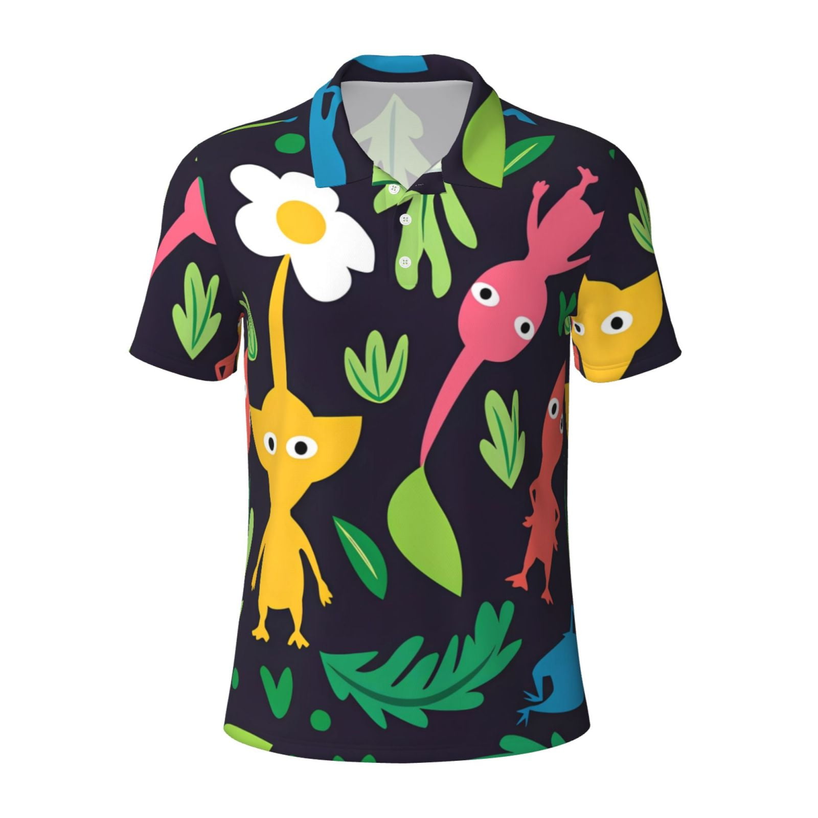 Lsque Pikmin Pattern Golf Shirts for Men Dry Fit Print Moisture Wicking ...