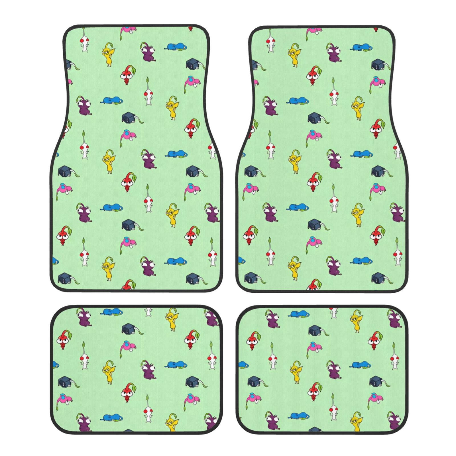 Lsque Pikmin Print 4-Piece Floor Mats, Heavy-Duty Rubber Liners, Anti ...