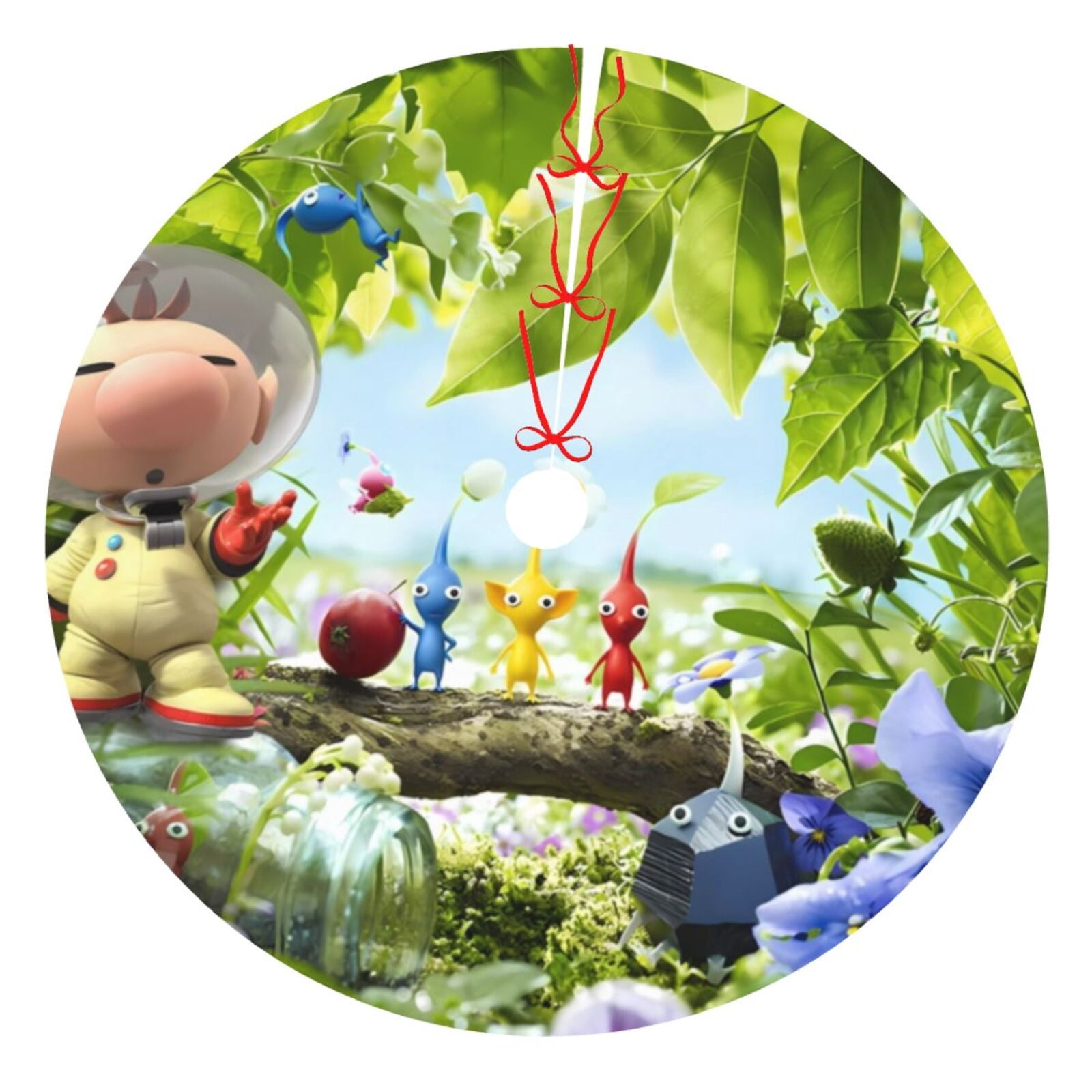 Lsque Pikmin Print Christmas Tree Skirt, Tree Skirt with Ties or Velcro ...