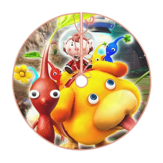 Lsque Pikmin Print Christmas Tree Skirt with Ties and Velcro,Xmas ...