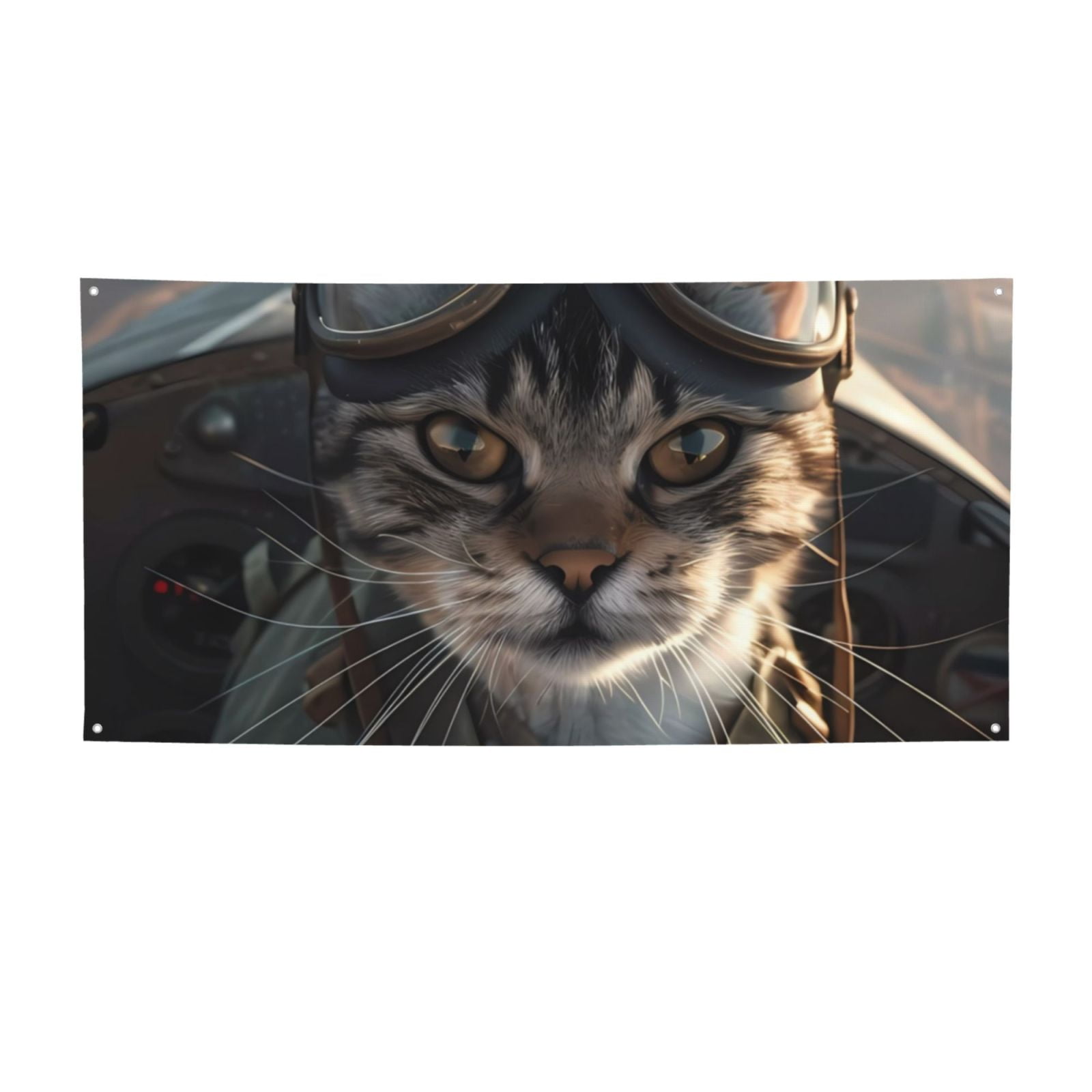 Lsque Pilot Cat In Vintage Plane Pattern Party Banner, Festive Banner ...