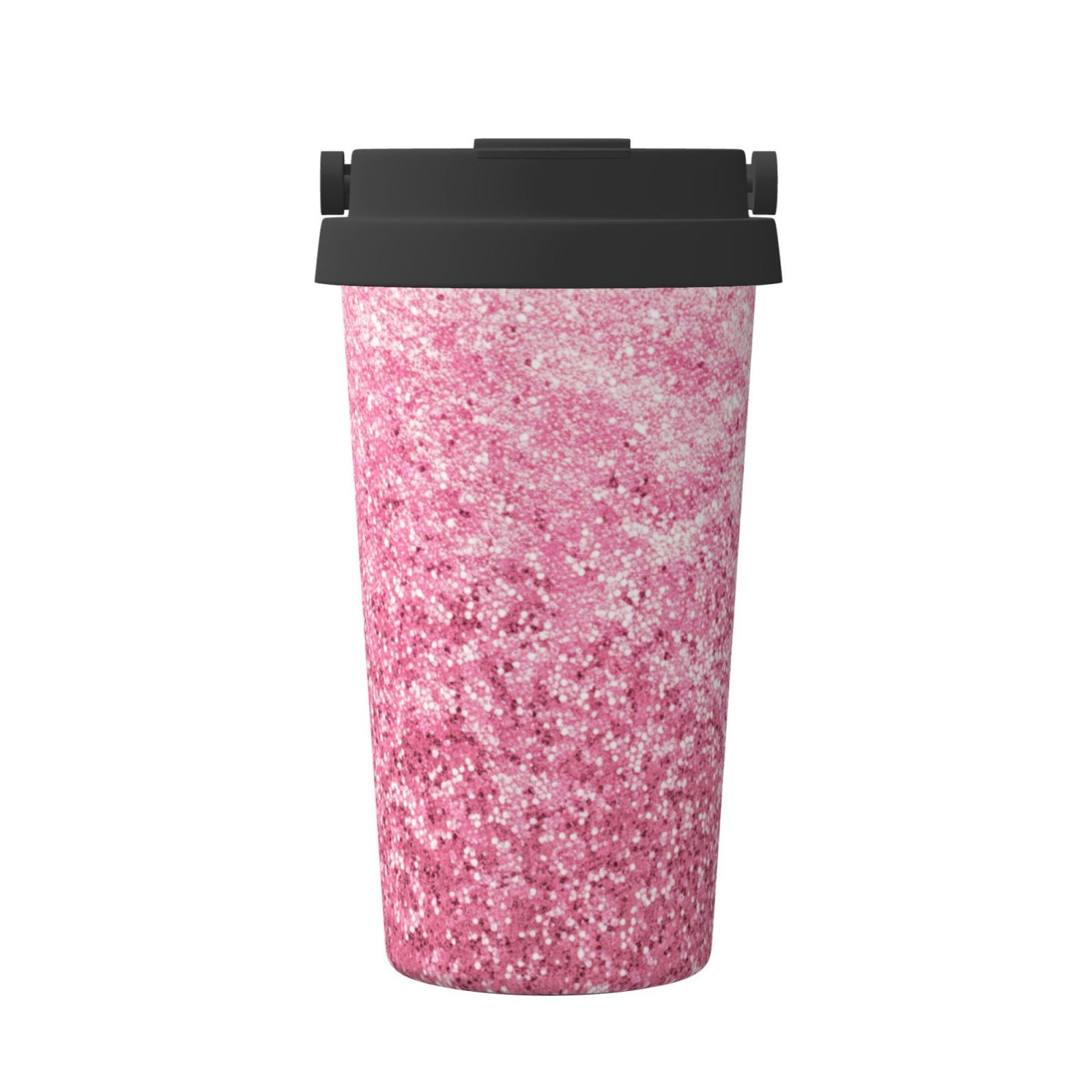 Lsque Pink Glitter Pattern Travel Coffee Mug 16oz: Insulated Coffee Cup ...