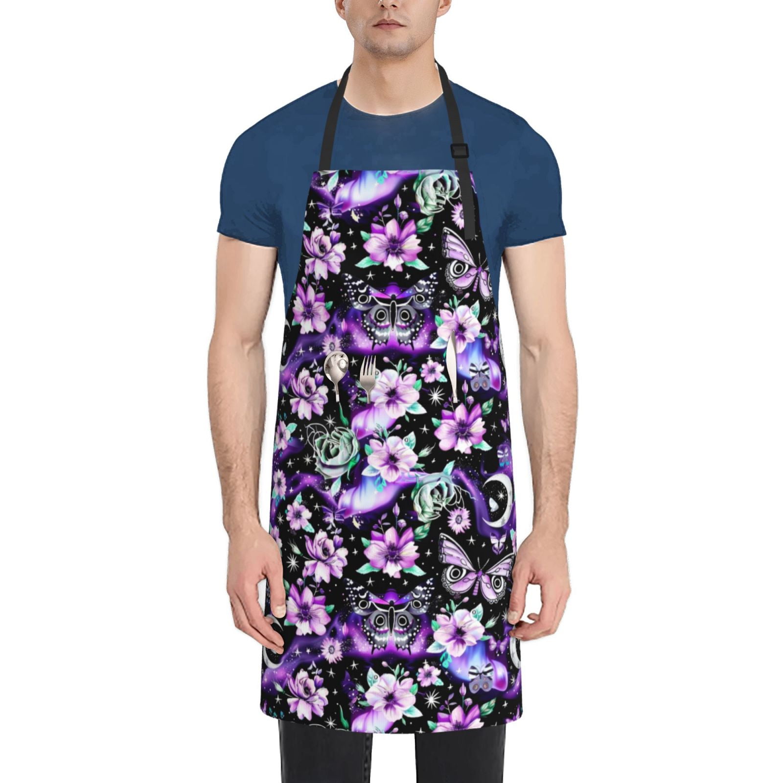 Lsque Pink purple rainbow flower butterfly Waterproof Apron Chef Aprons ...