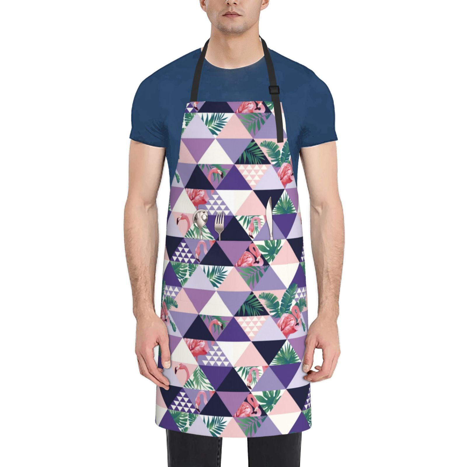 Lsque Plaid Flamingo Waterproof Apron Chef Aprons for Men Heavy Duty ...
