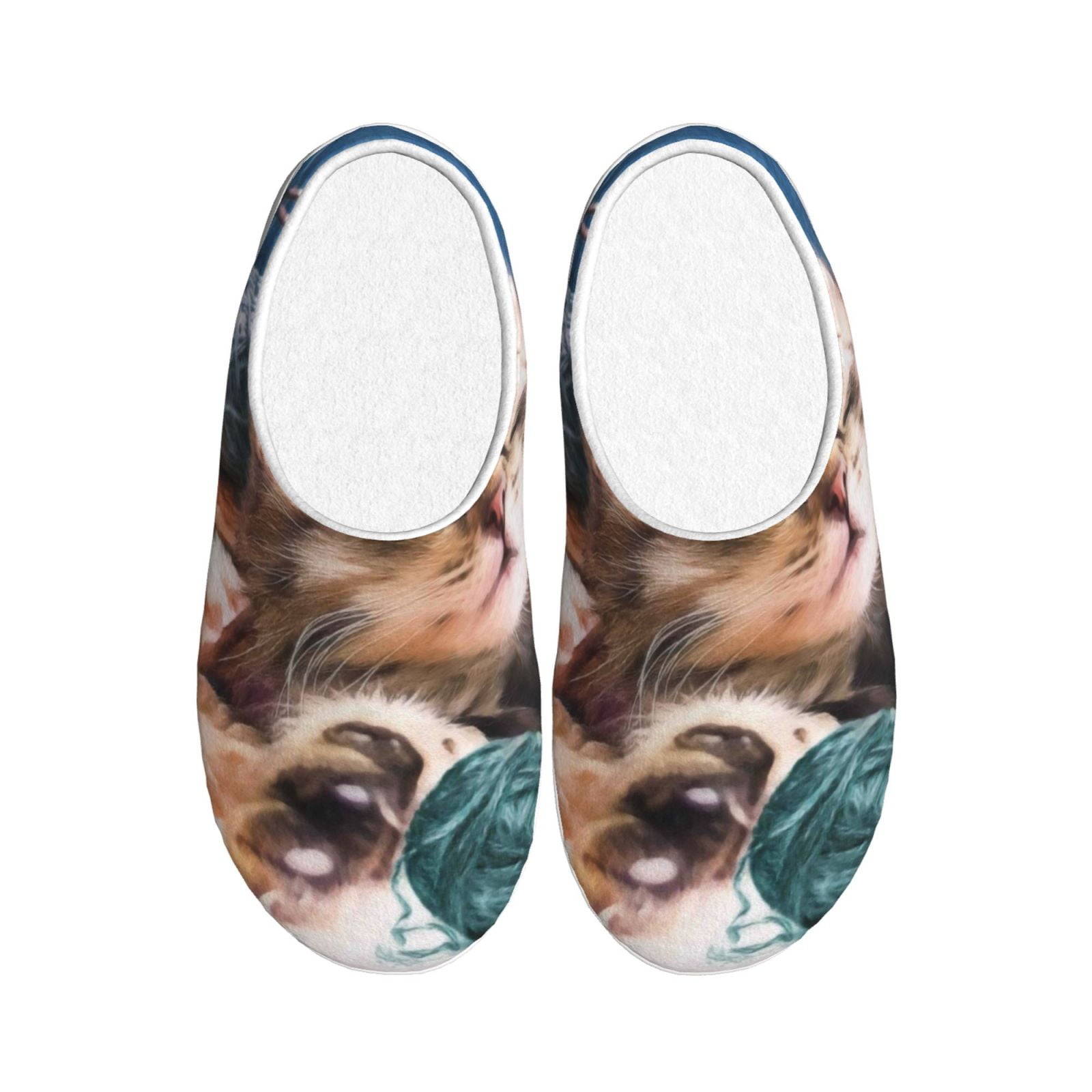 Lsque Playful Cat Pattern Womens Comfort Cotton on Scuff With Memory ...